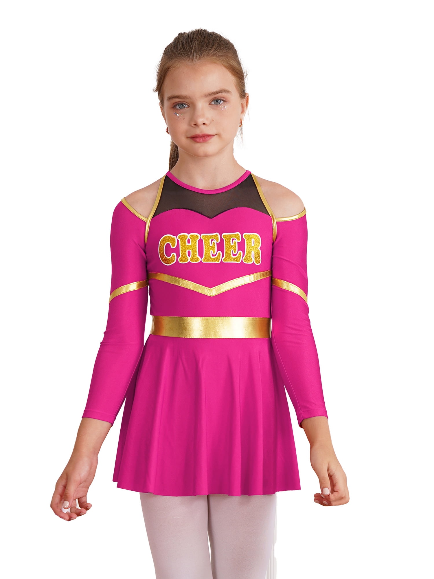 YEAHDOR Kids Girls Halloween Cheer Leader Costume Long Sleeve Dress ...