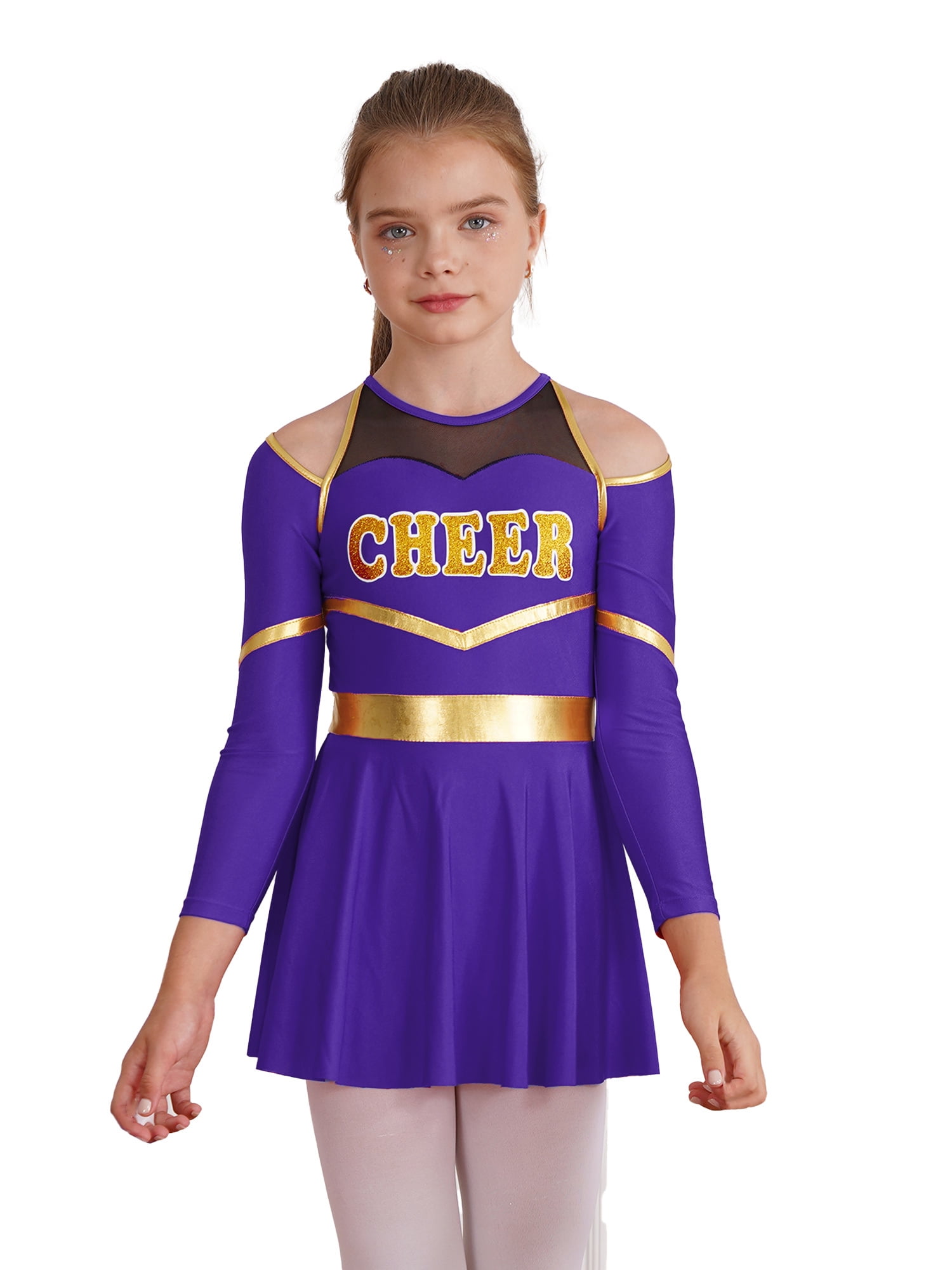 YEAHDOR Kids Girls Halloween Cheer Leader Costume Long Sleeve Dress Carnival Party Fancy Dress ...