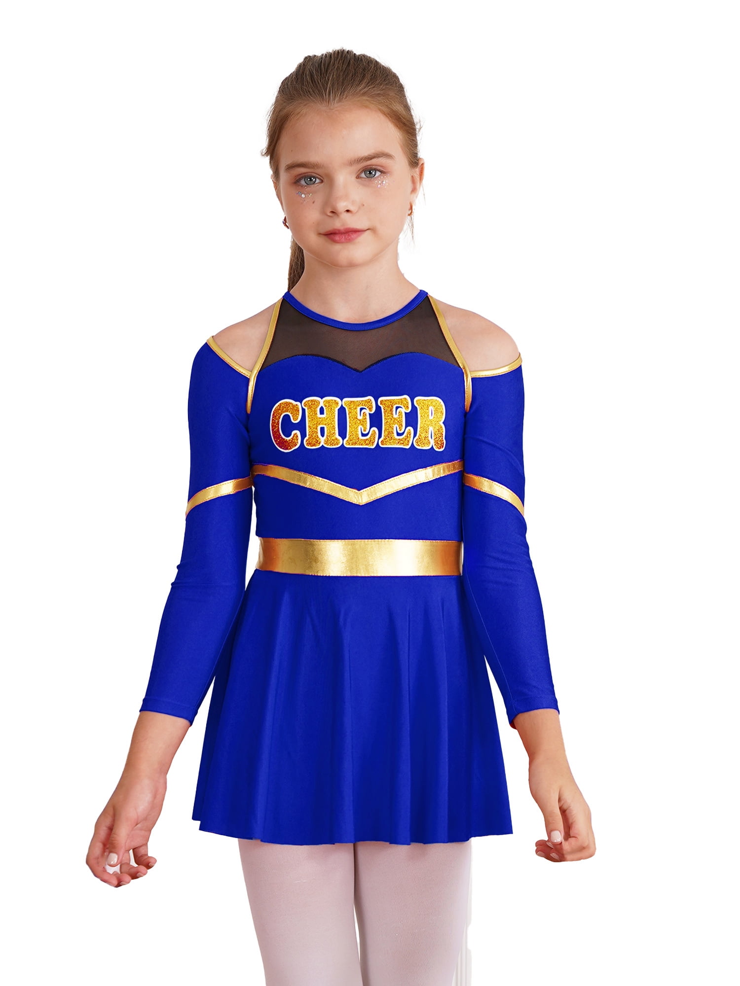 YEAHDOR Kids Girls Halloween Cheer Leader Costume Long Sleeve Dress ...