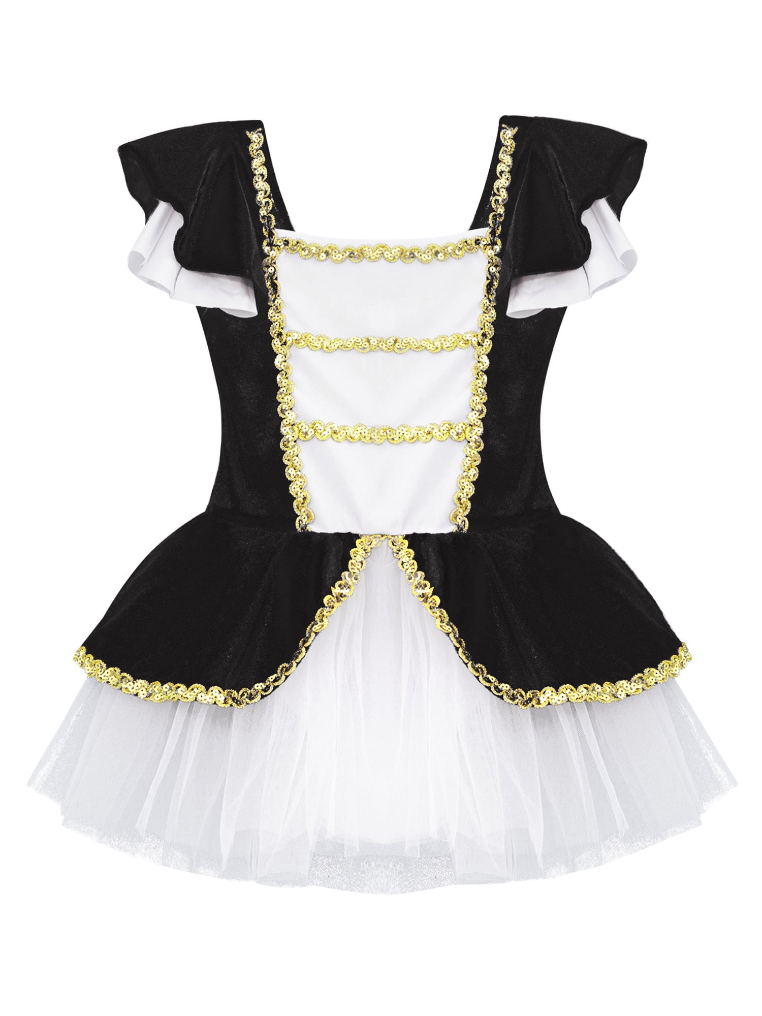 YEAHDOR Kids Girls Halloween Cosplay Costume Sequins Velvet Mesh Hem ...
