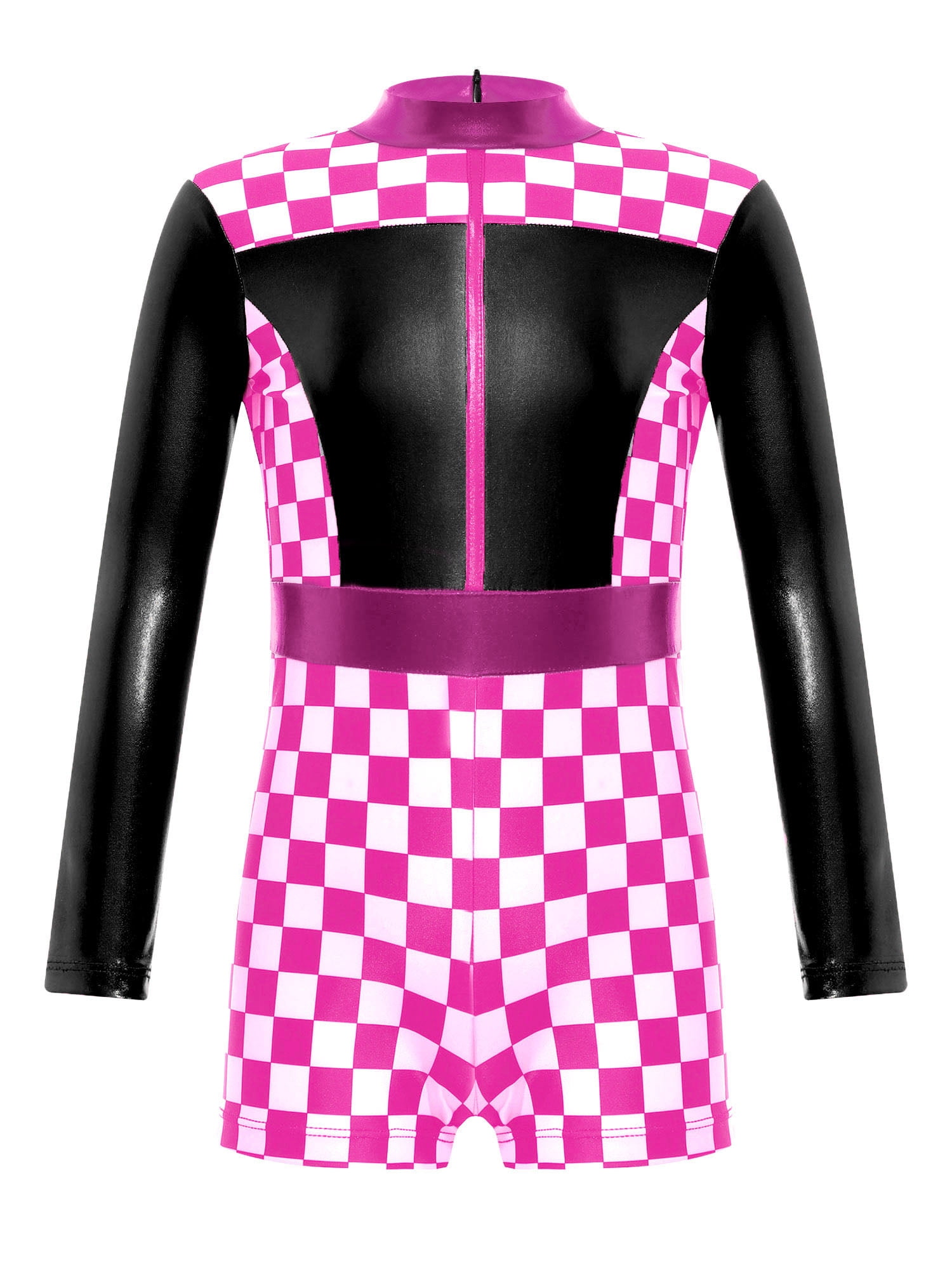 YEAHDOR Kids Girls Halloween Racing Driver Costume Sequins Checkerboard ...