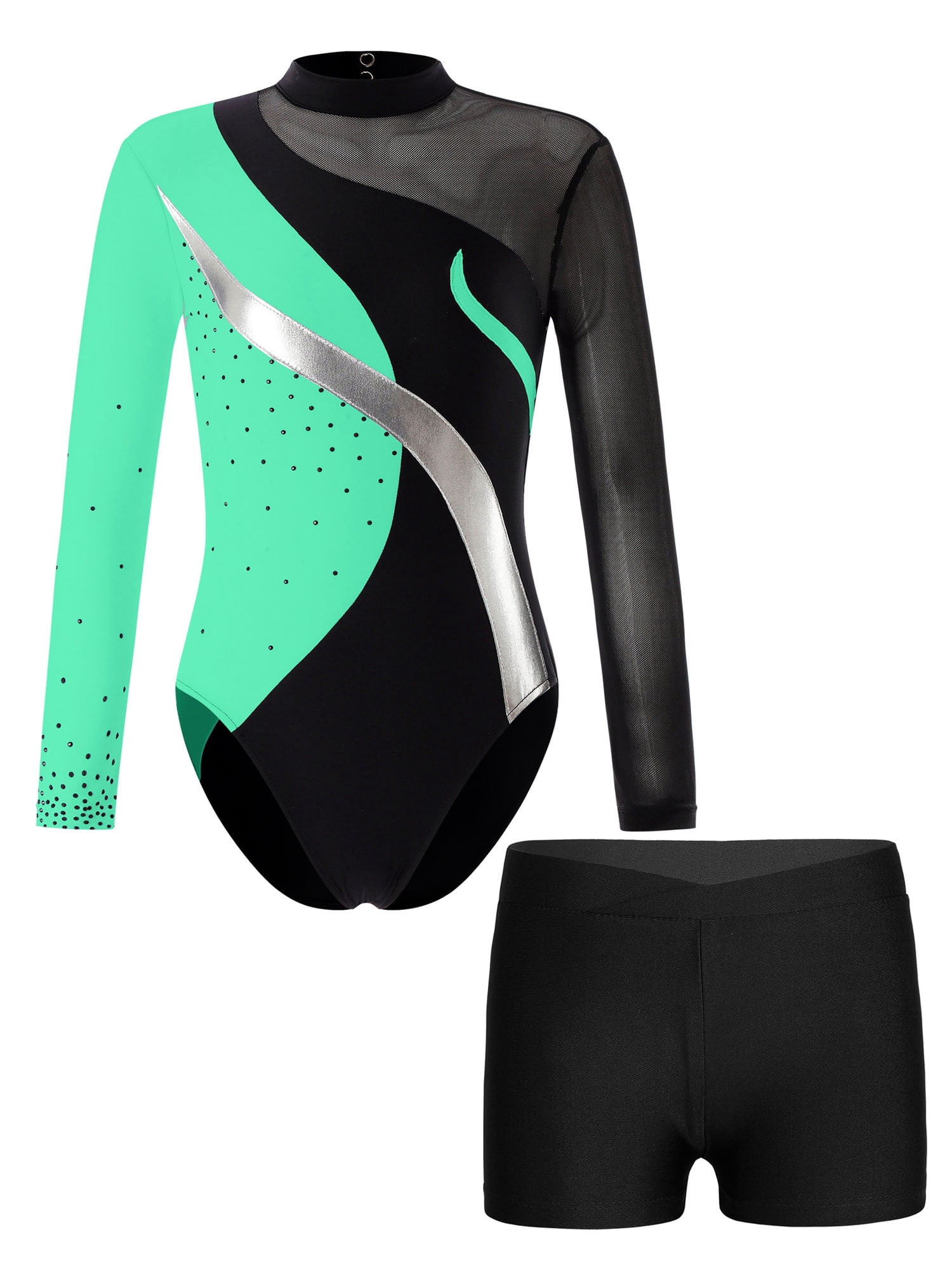YEAHDOR Kids Girls Ice Skating Suit Gymnastics Training Outfit ...