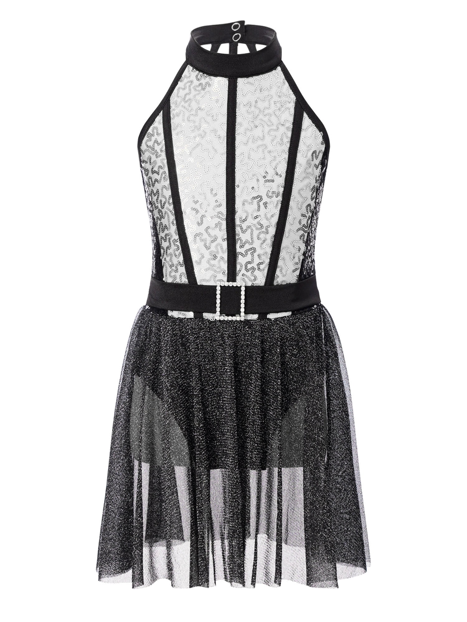 YEAHDOR Kids Girls Jazz Lyrical Stage Performance Costume Backless ...