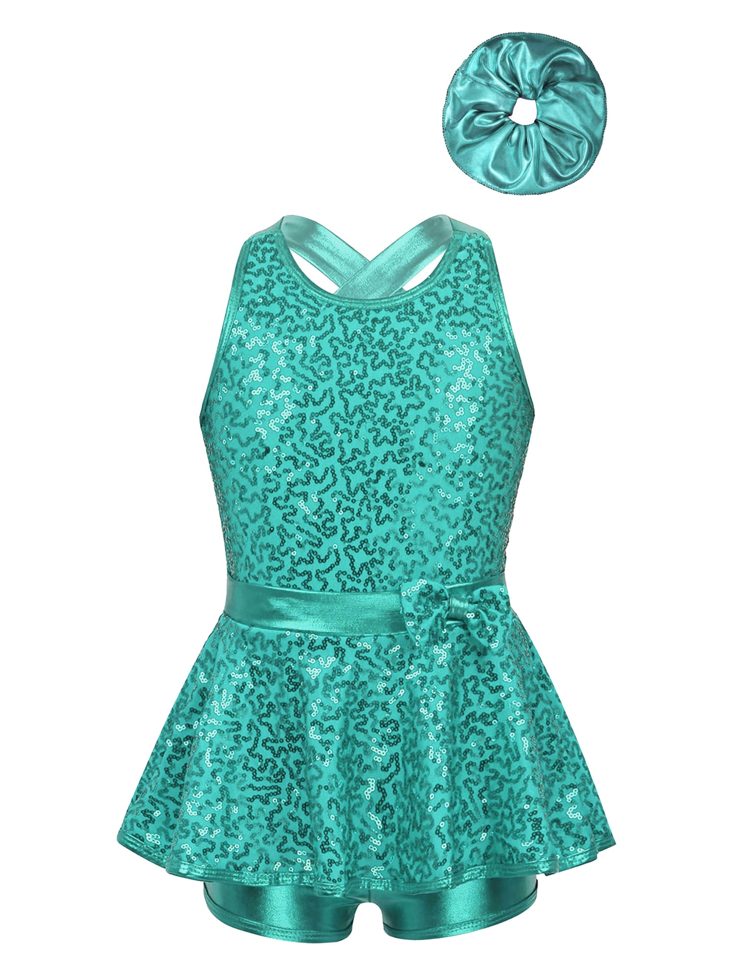 YEAHDOR Kids Girls Jazz Tap Dance Costume Sequins Bowknot Ballet ...