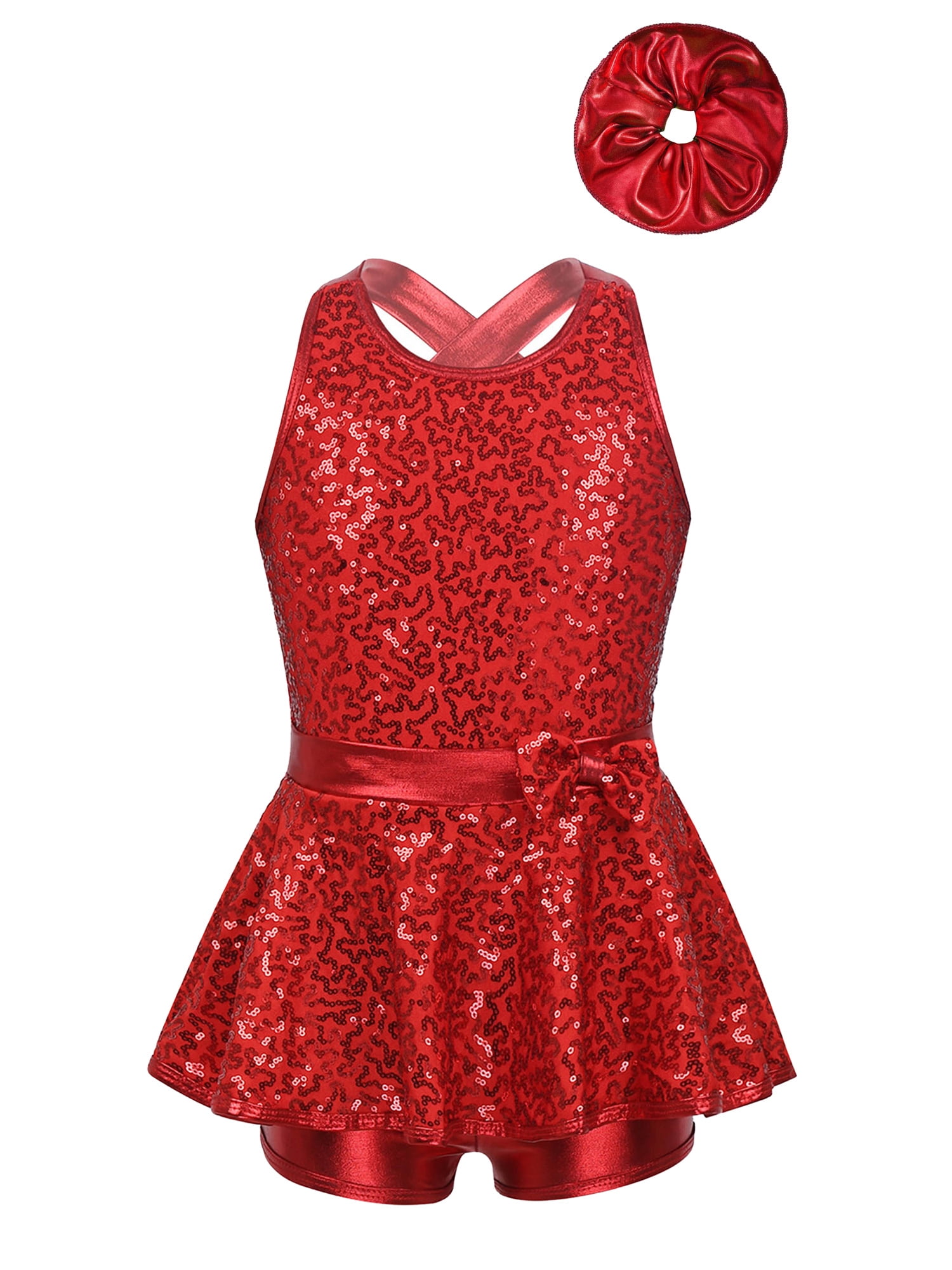 YEAHDOR Kids Girls Jazz Tap Dance Costume Sequins Bowknot Ballet ...