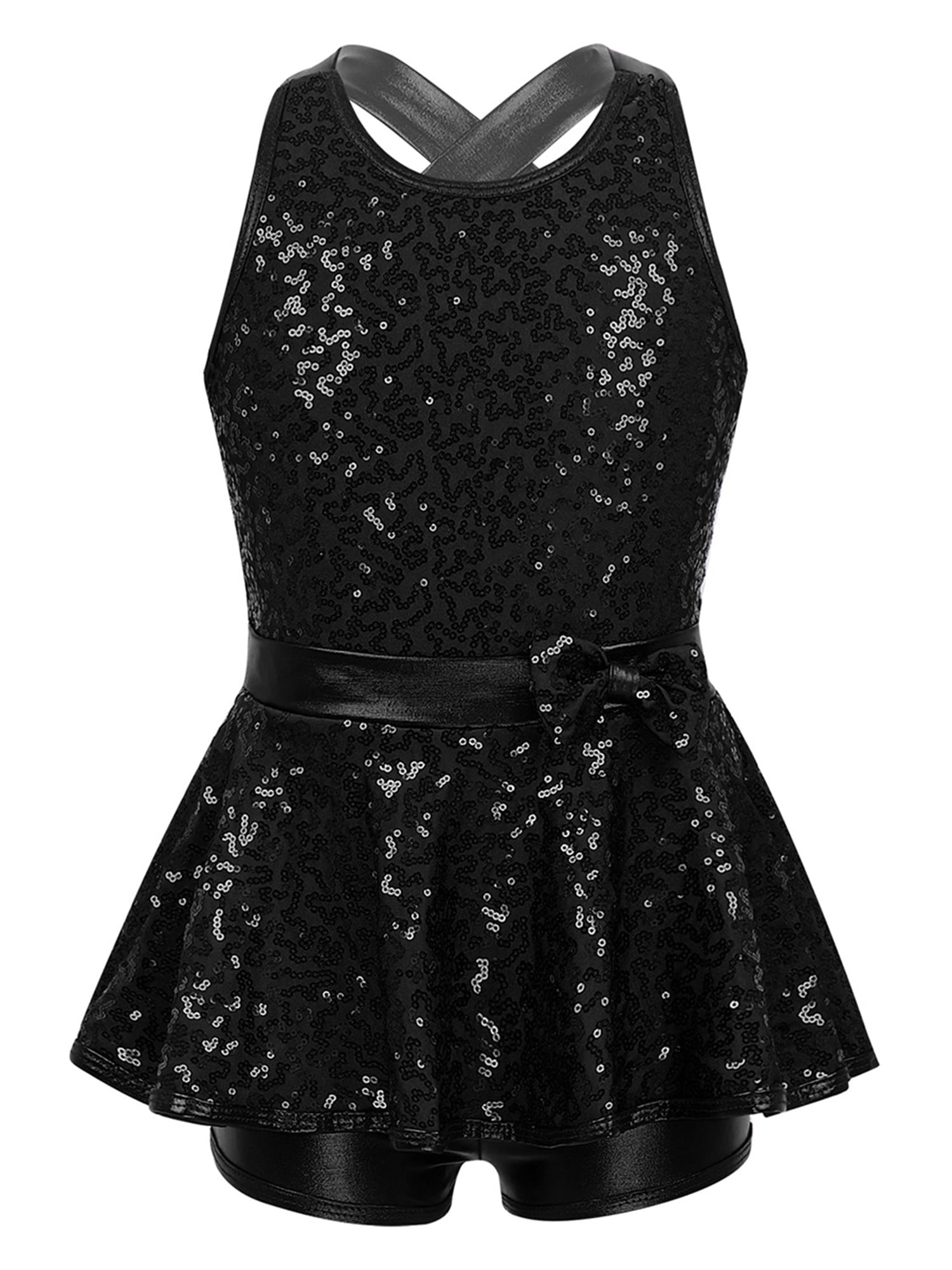YEAHDOR Kids Girls Jazz Tap Dance Costume Sequins Bowknot Ballet ...