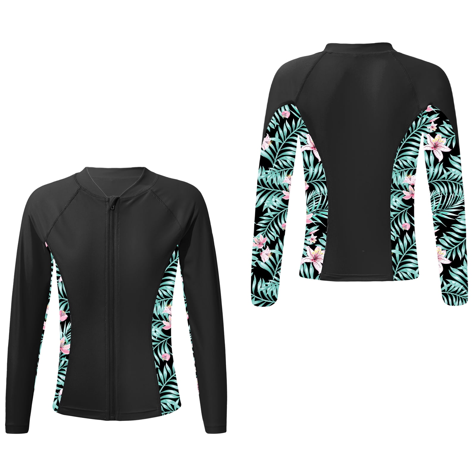 YEAHDOR Kids Girls Long Sleeve Swimming Tops Sun Protection Quick Dry ...