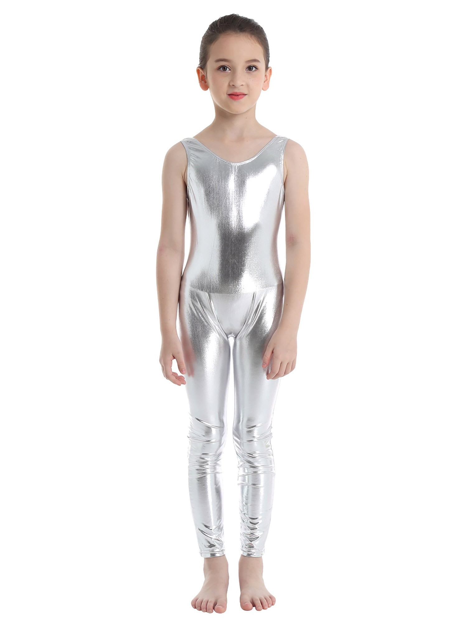 YEAHDOR Kids Girls Metallic Ballet Dance Leotard Gymnastics Full Length ...