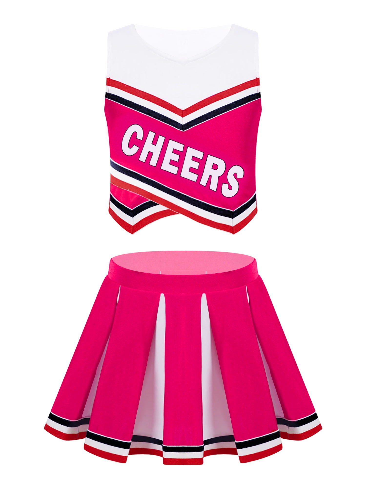YEAHDOR Kids Girls Schoolgirl Cheer Leaders Uniform V Neck Vest with ...