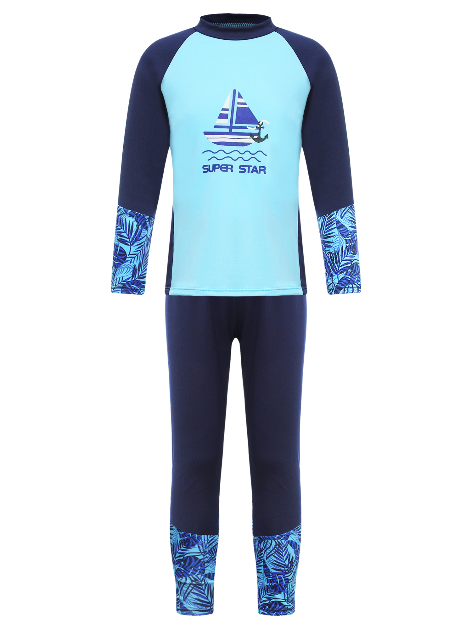 YEAHDOR Unisex Girls Rashguard Swimwear Set Boys Boat Printed Rash ...