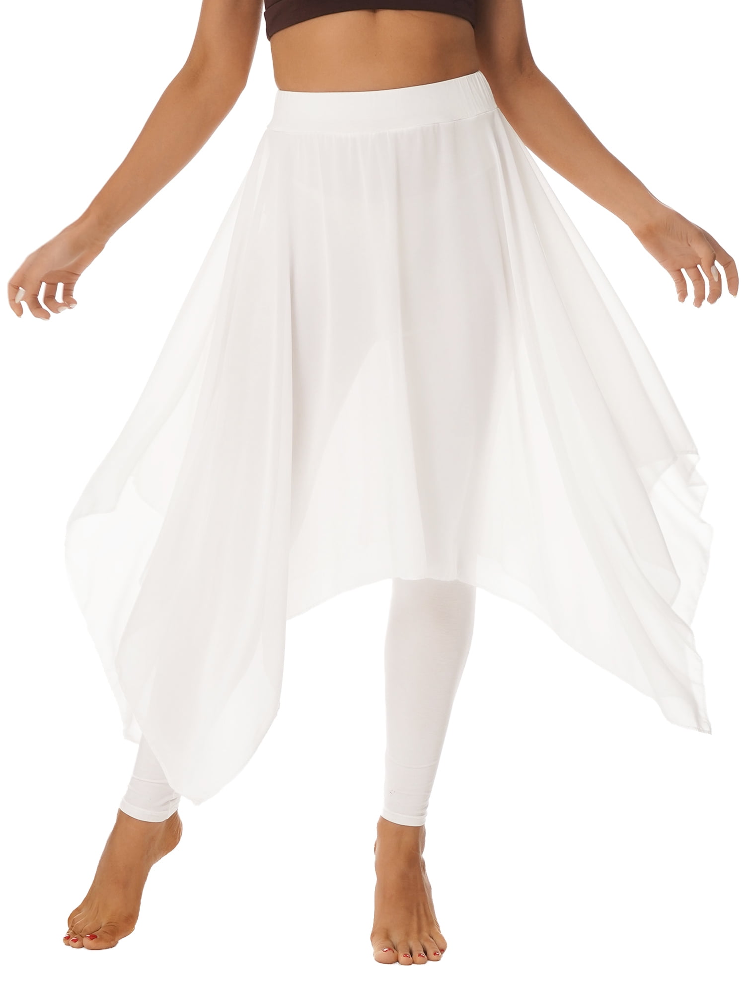 YEAHDOR Womens Chiffon Asymmetrical Long Dance Skirt Swing Belly Dance ...