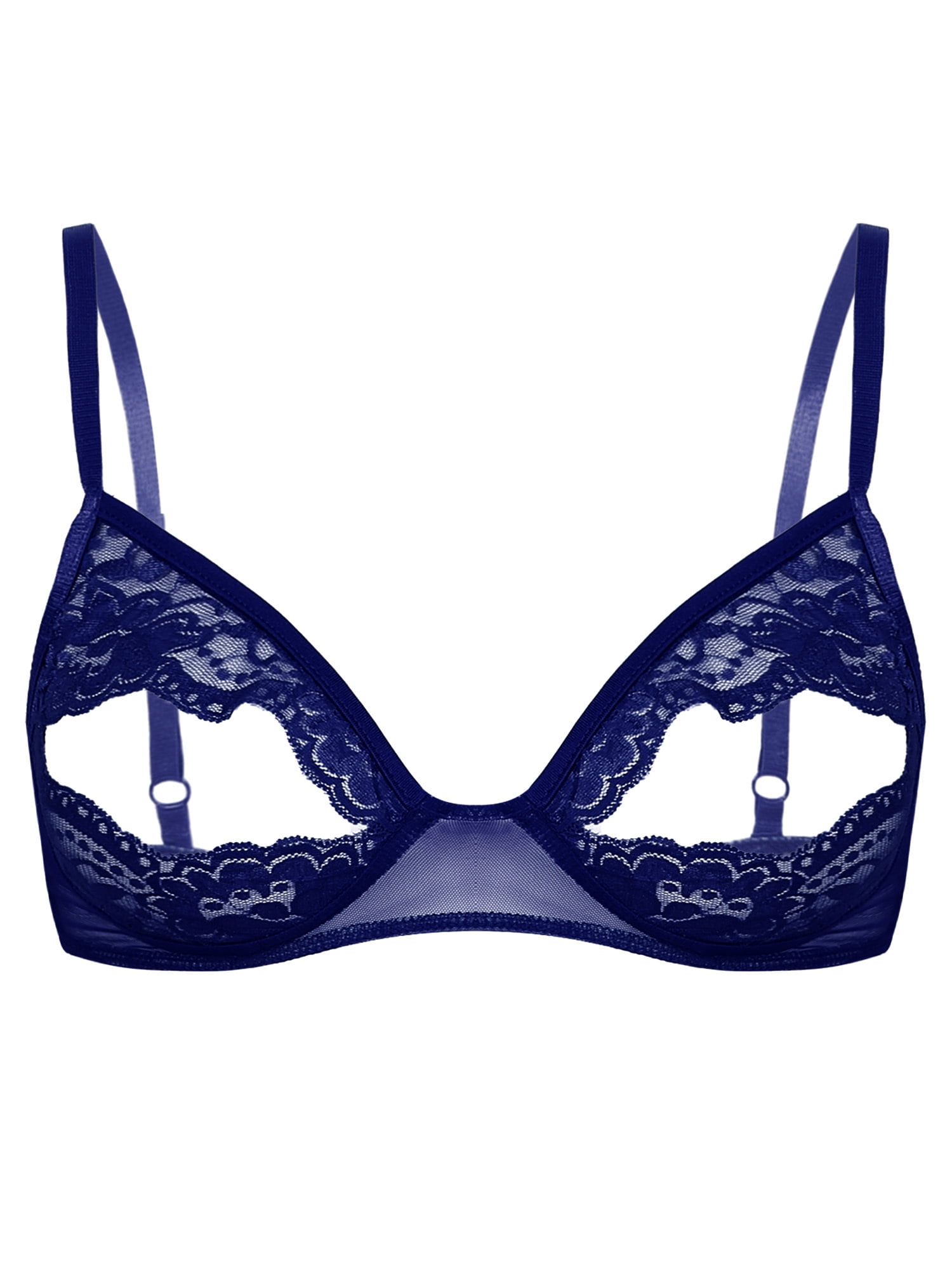 YEAHDOR Womens Lace Floral Hollow Out Brassiere Open Cups Bralette Wire ...