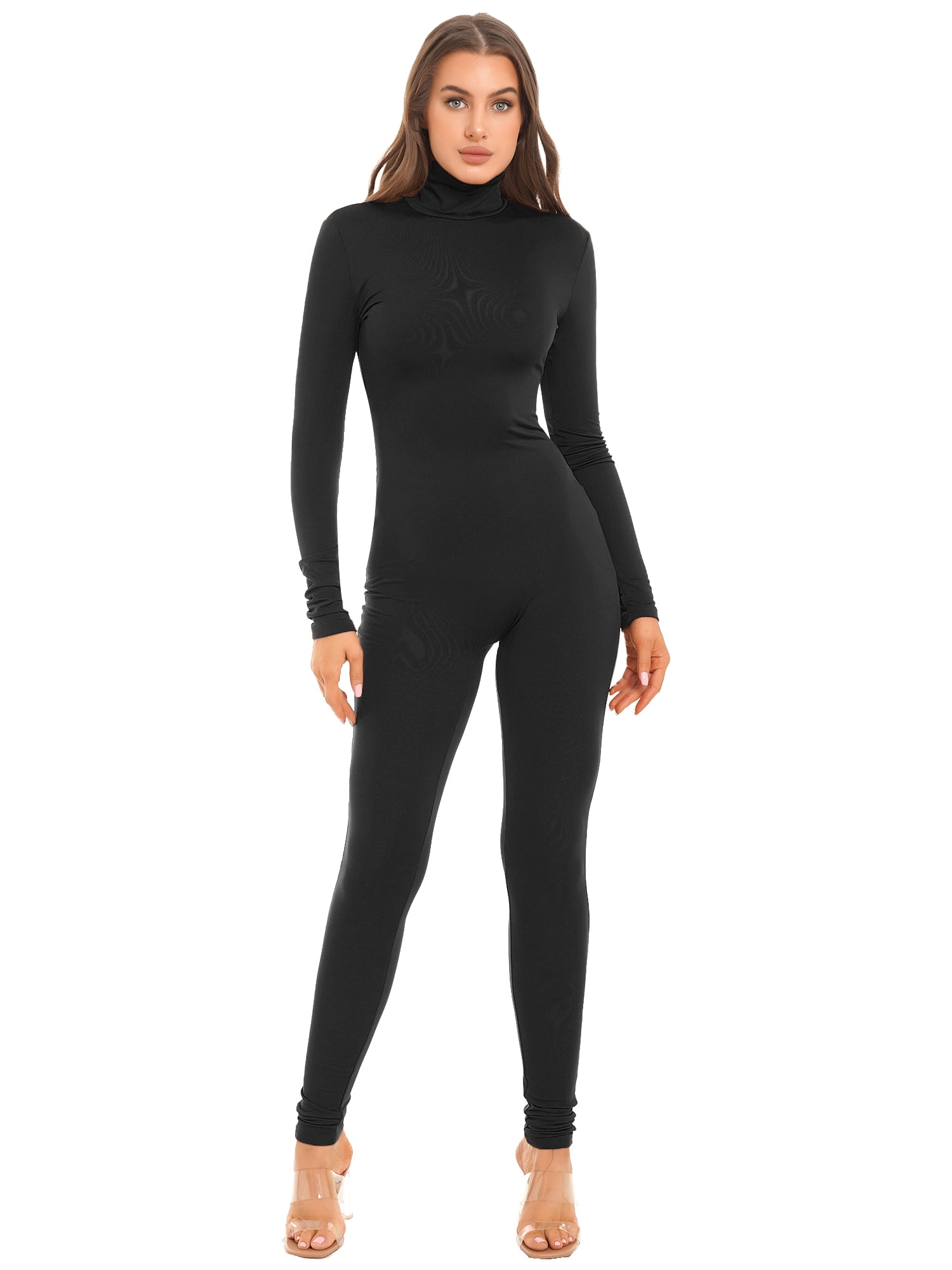 YEAHDOR Womens Solid Color Full Bodycon Jumpsuit Long Sleeve Stretchy ...