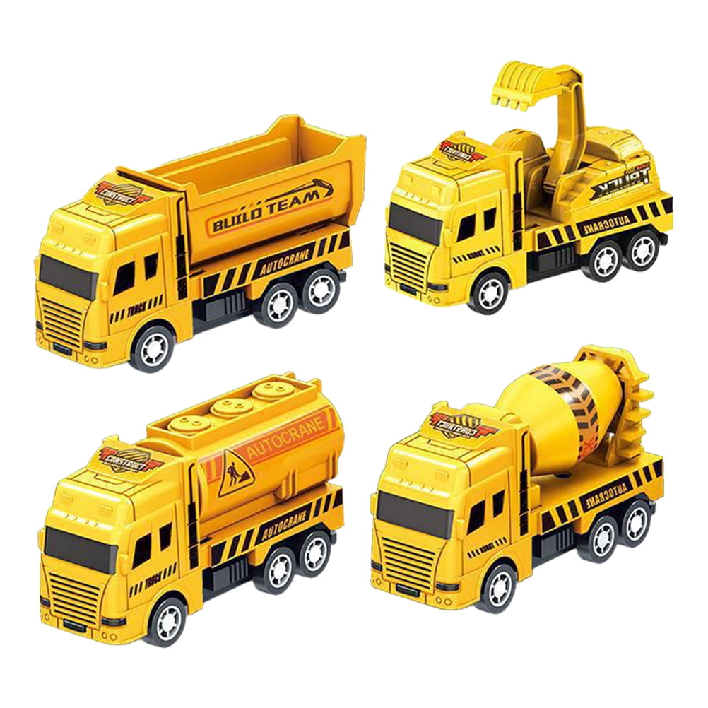 YEAHIBABY-4PCS Construction Truck Toys Toddlers Small Plastic Cars ...
