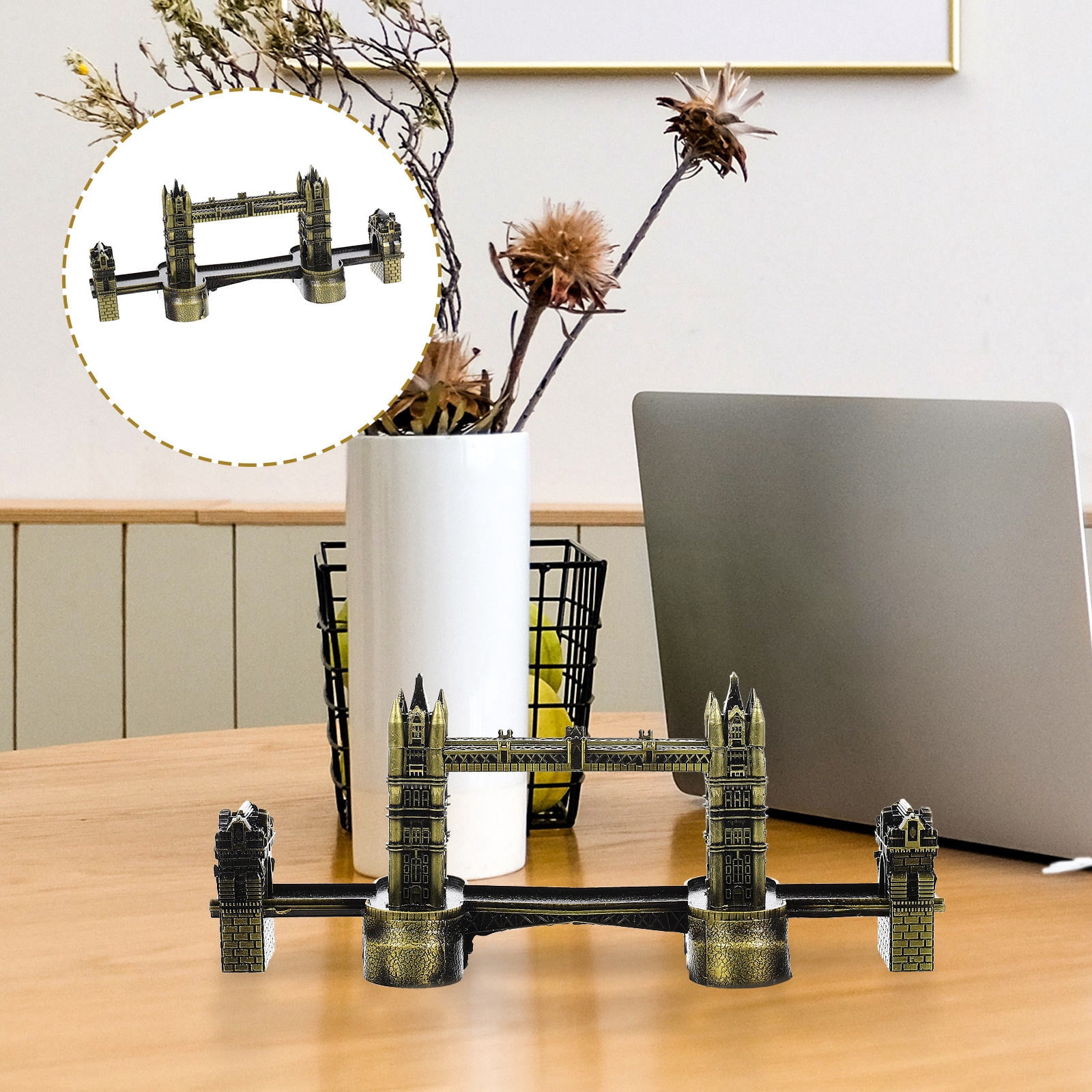 YEAHIBABY Golden Alloy Bridge Model Decorative Desktop Architectural ...