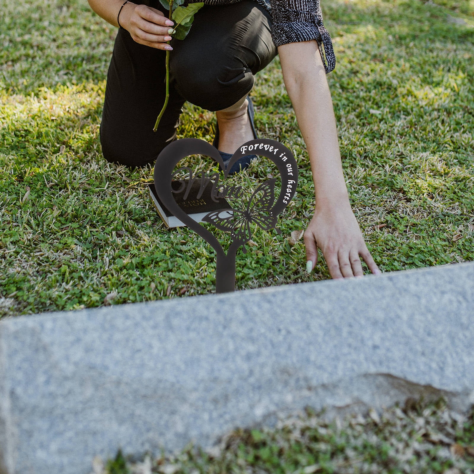 YEAHIBABY Durable Metal Cemetery Stake for Outdoor Graveyard Decoration ...