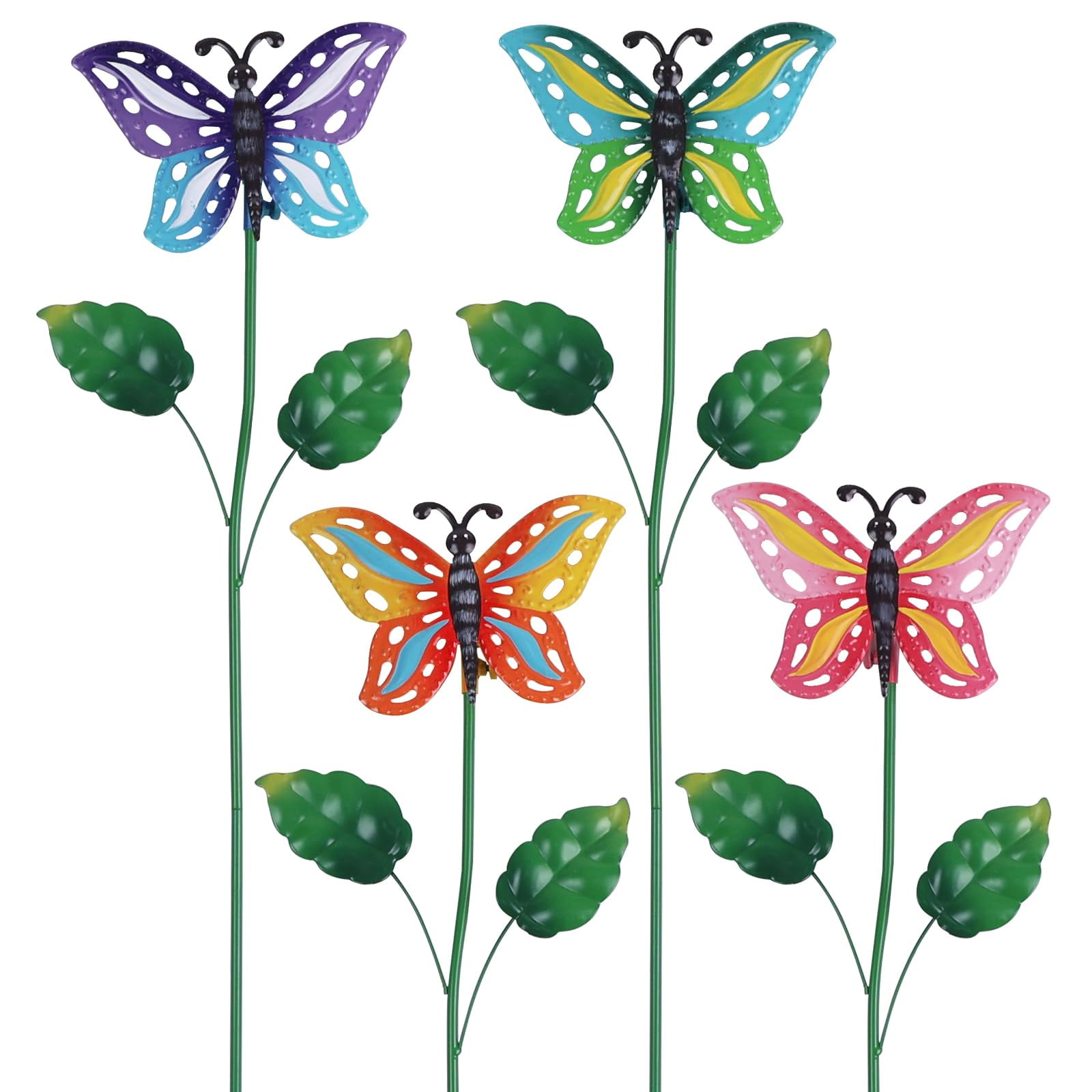 YEAHOME Garden Decor for SSF20 Outside, Set of 4 Metal 30 Inch Colorful ...