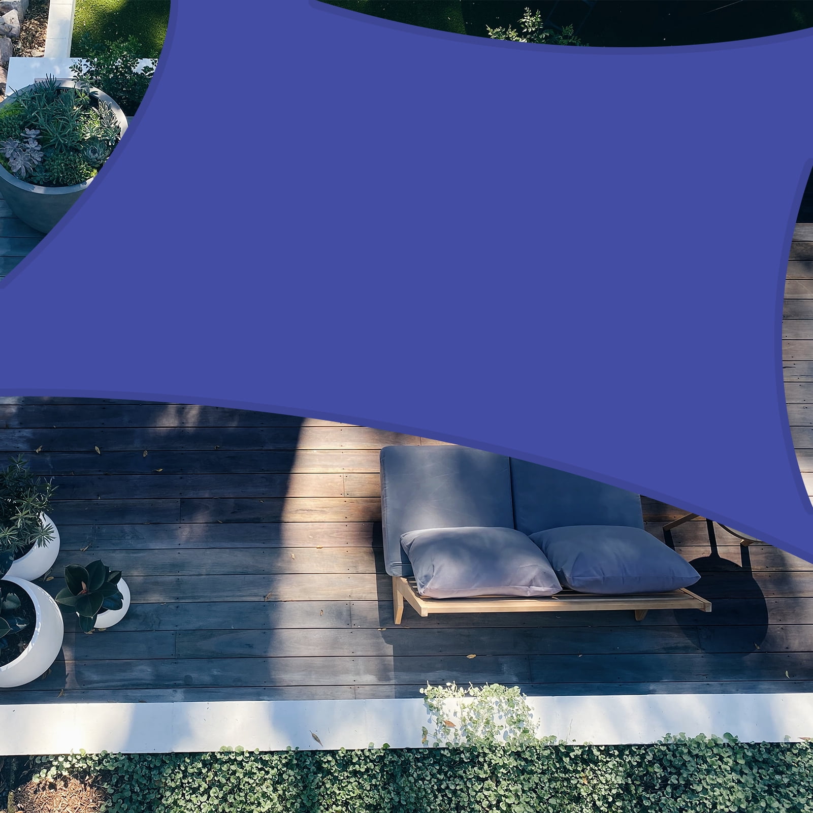 YEAHOME Rectangle Sun Shade Sail 10'x16' Waterproof Blue UV Block ...