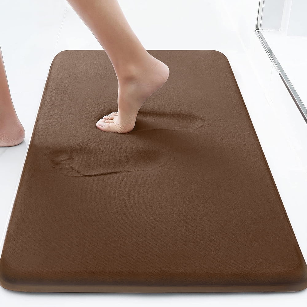YEAHOME Thick Memory Foam Bath Rugs, Soft Absorbent Velvet Bathroom ...