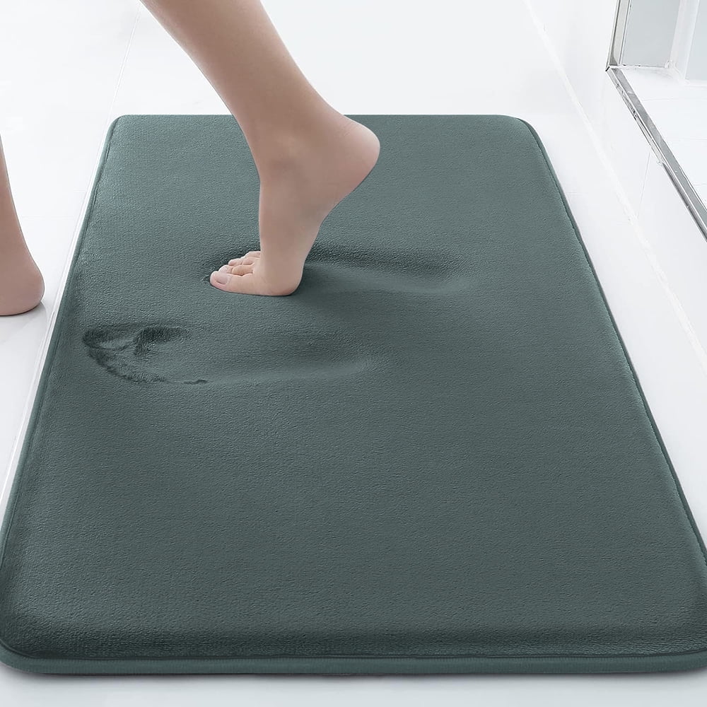 YEAHOME Thick Memory Foam Bath Rugs, Soft Absorbent Velvet Bathroom ...