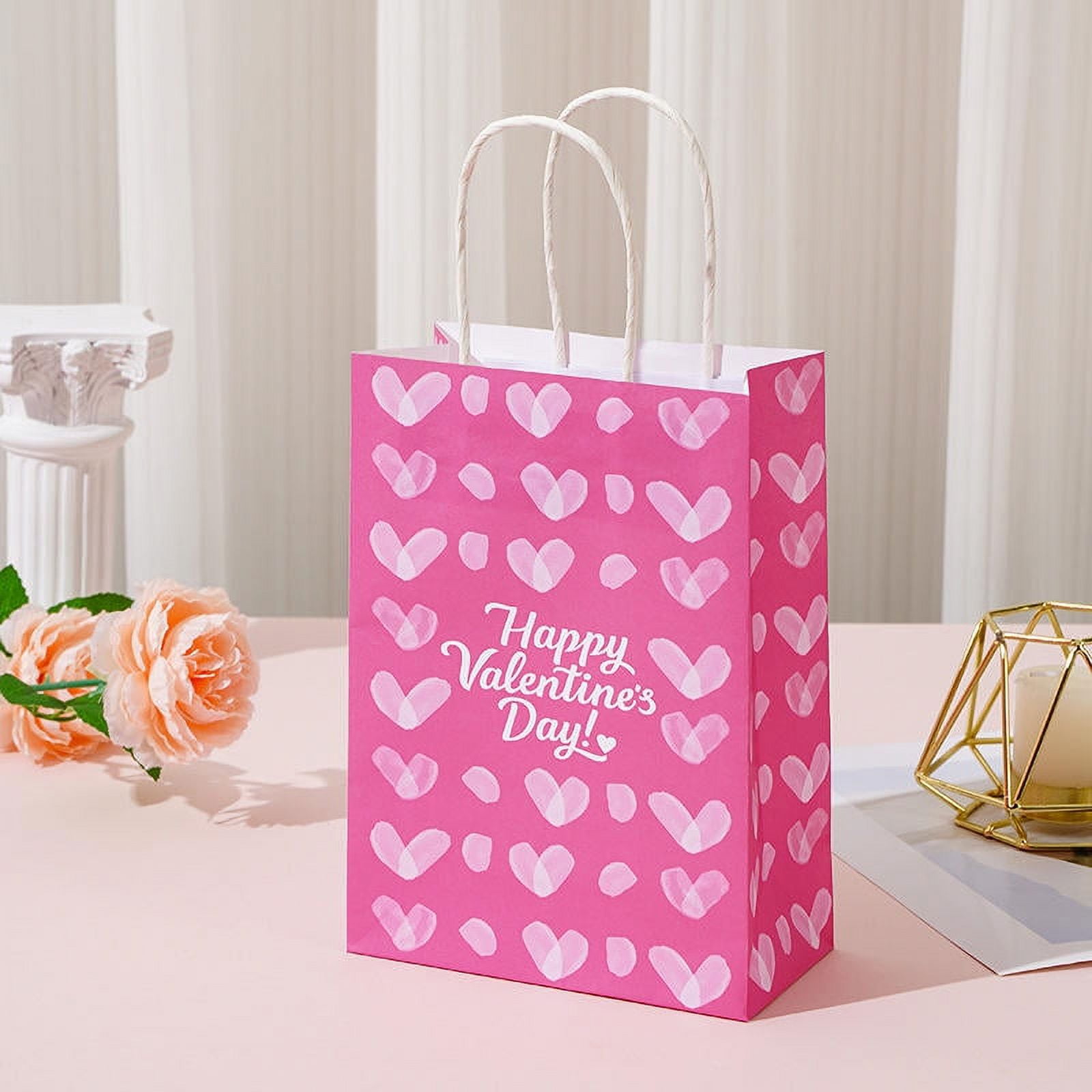 YEAHOO Valentine's Day Paper Gift Bags with Tissue Paper, Red Pink ...