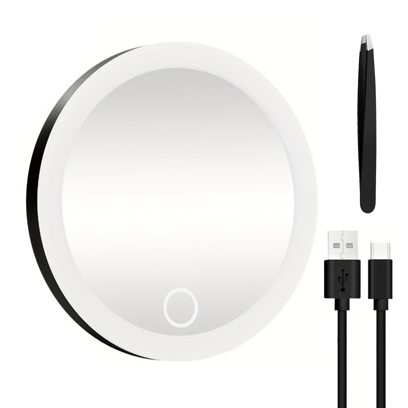 YEAUEME 10CM 30X Magnifying Mirror with Tweezers,Portable LED Makeup ...