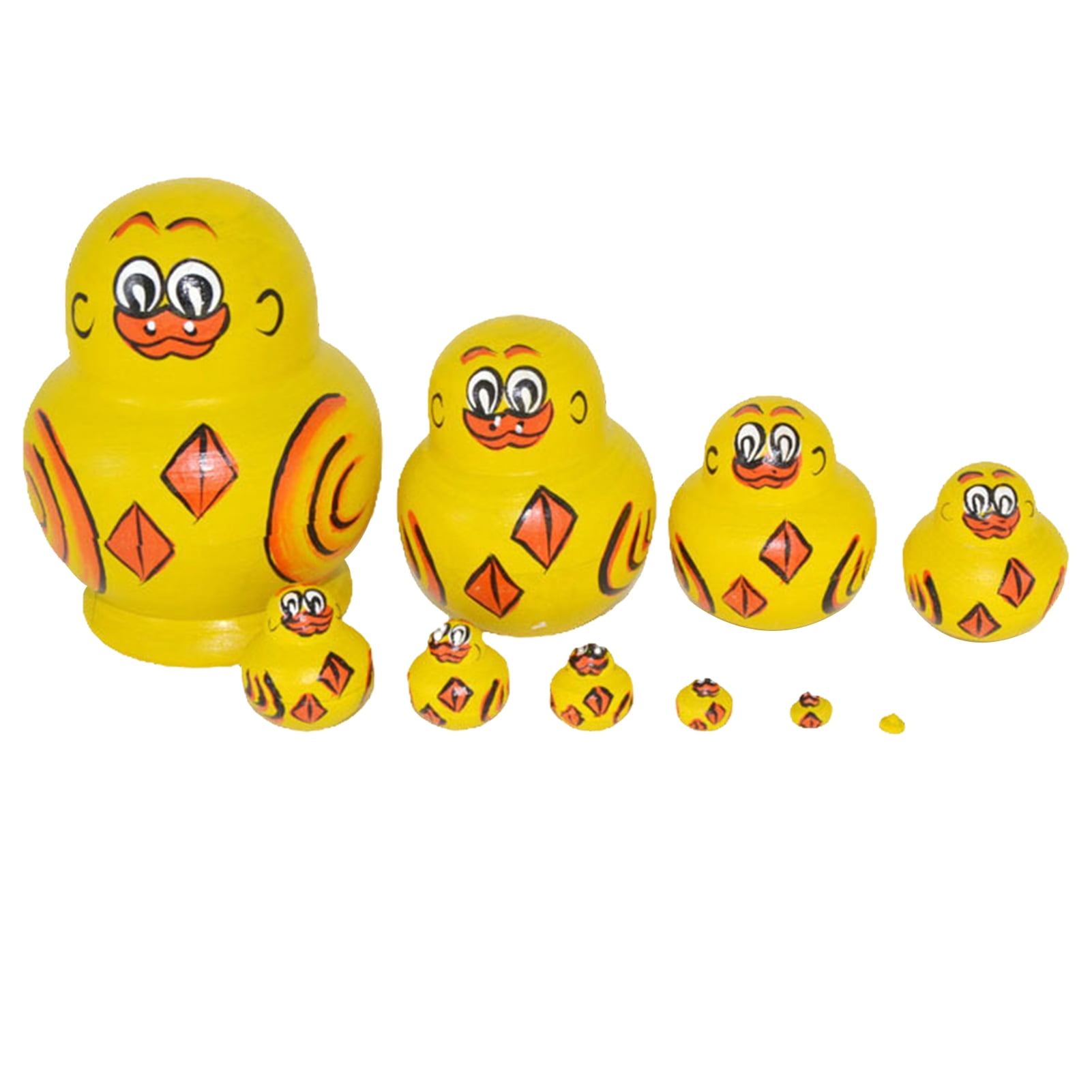 YEAUEME 10Pcs/Set Yellow Duck Russian Nesting Doll 10 Layers Handmade ...