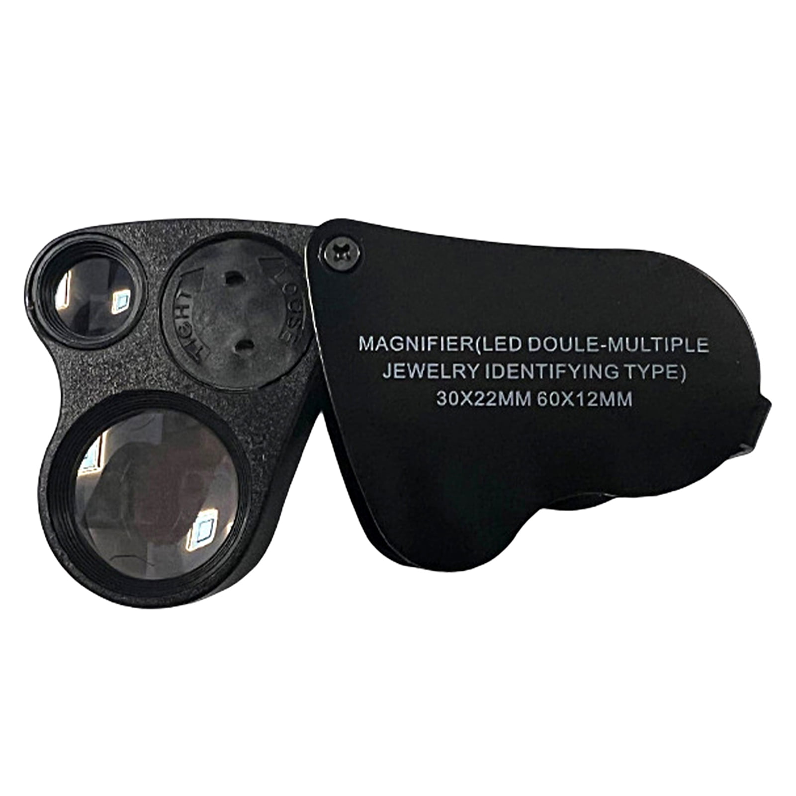 YEAUEME 30x 60x Jewelers Loupe Portable Dual Lens Magnifier Illuminated ...