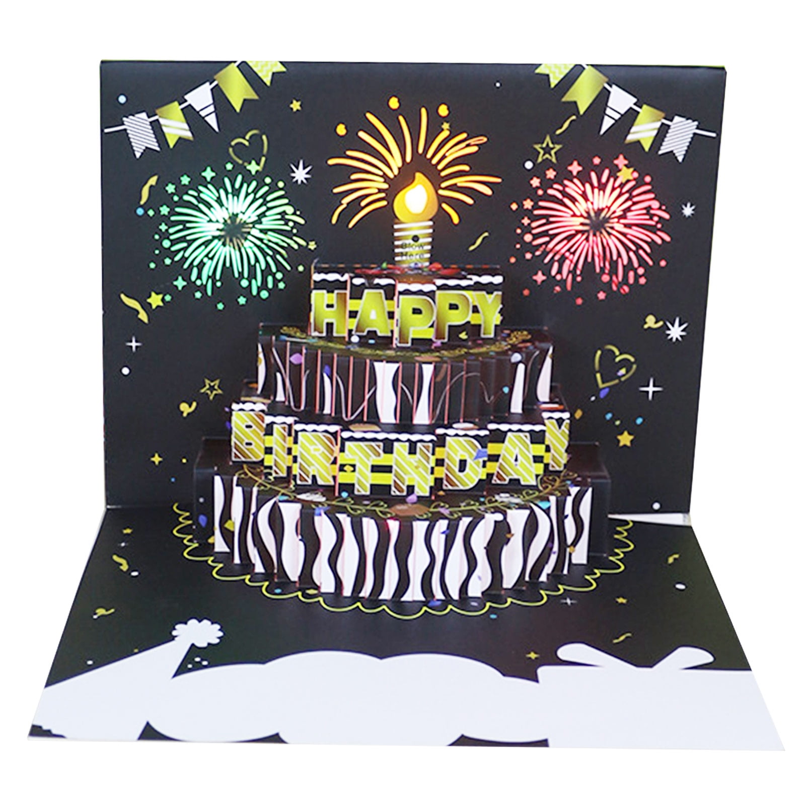 YEAUEME 3D Fly-out Birthday Card Light Music Happy Birthday Glowing ...