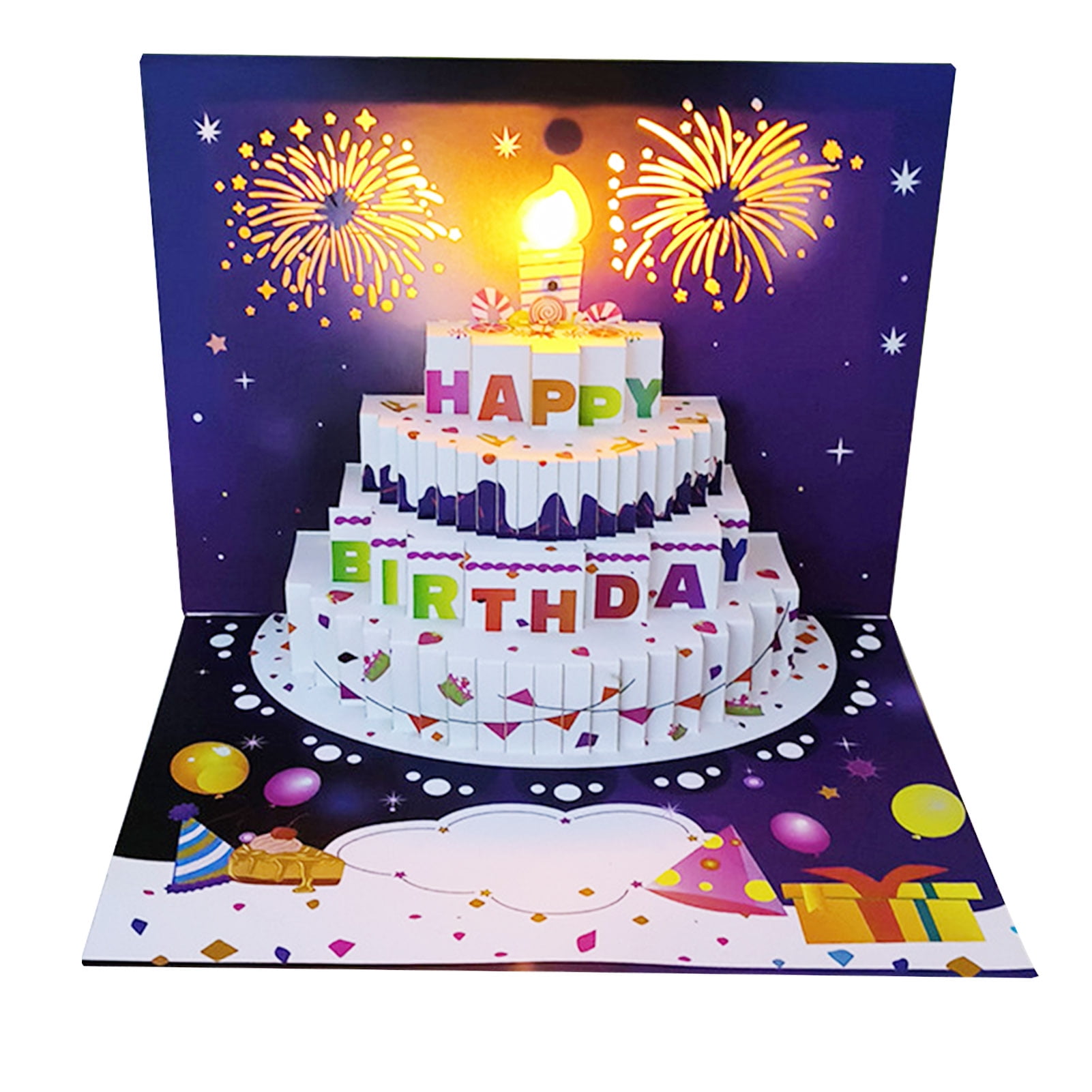 YEAUEME 3D Fly-out Birthday Card Light Music Happy Birthday Glowing ...