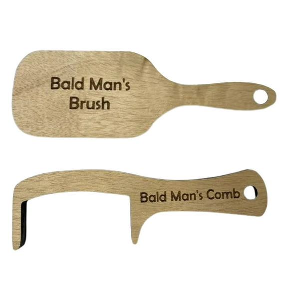YEAUEME Bald Man Joke Comb Portable Small Wood Fake Hair Brush Toy Bald ...
