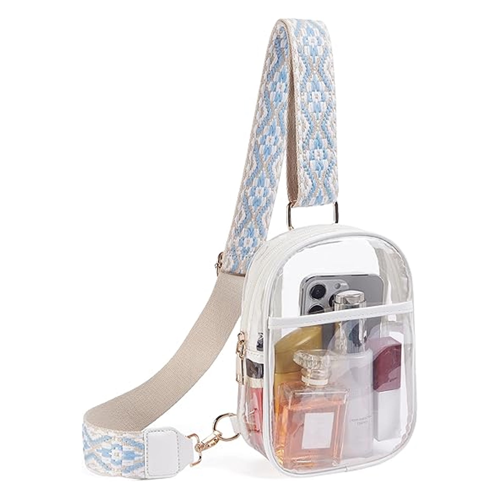 YEAUEME Clear Storage Bag with Adjustable Wide Strap Concert Crossbody ...