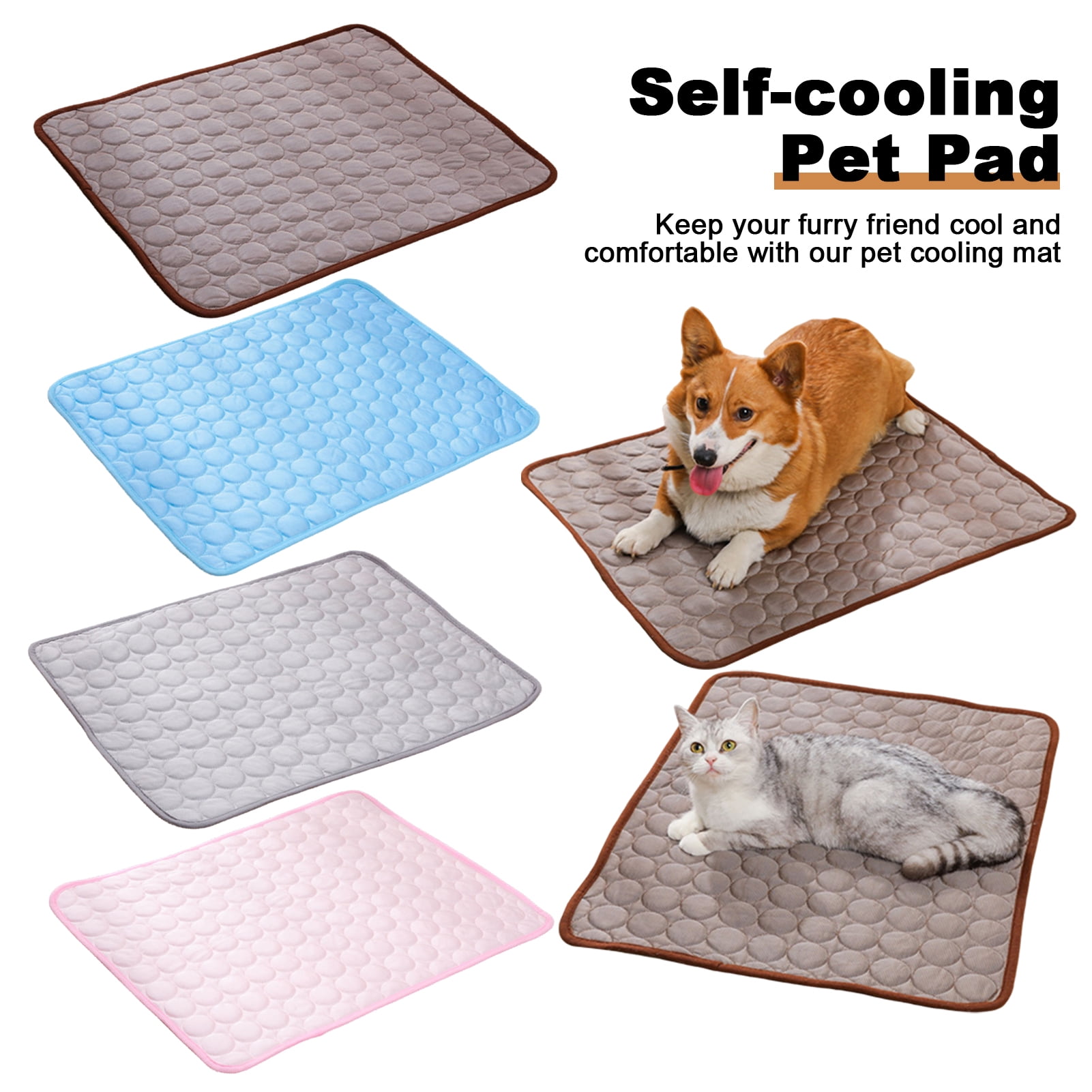 YEAUEME Pet Cooling Mat Self-Cooling Ice Silk Dog Cooling Pad for Bed ...