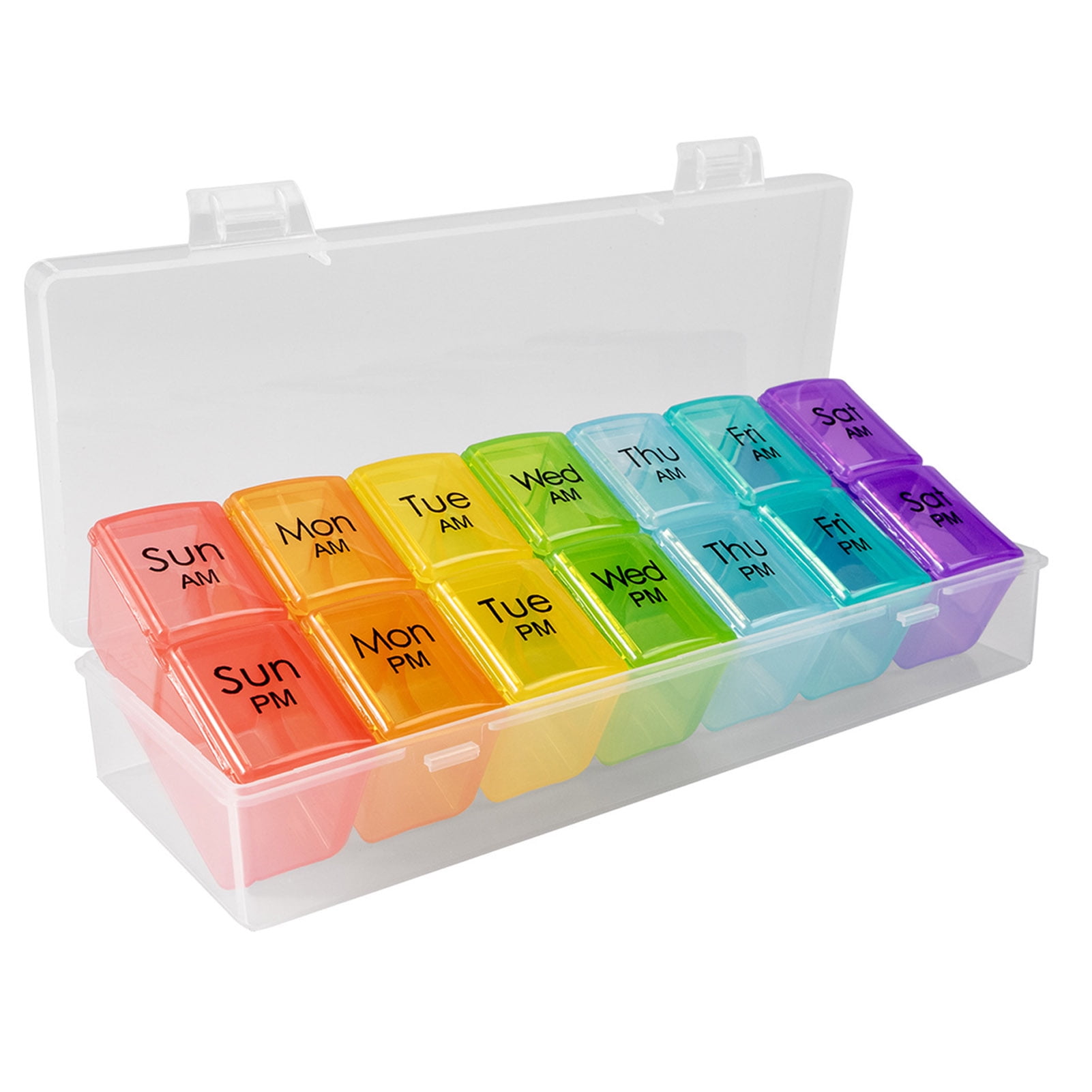 YEAUEME Pill Organizer Storage Box Large Capacity Multiple Compartments ...