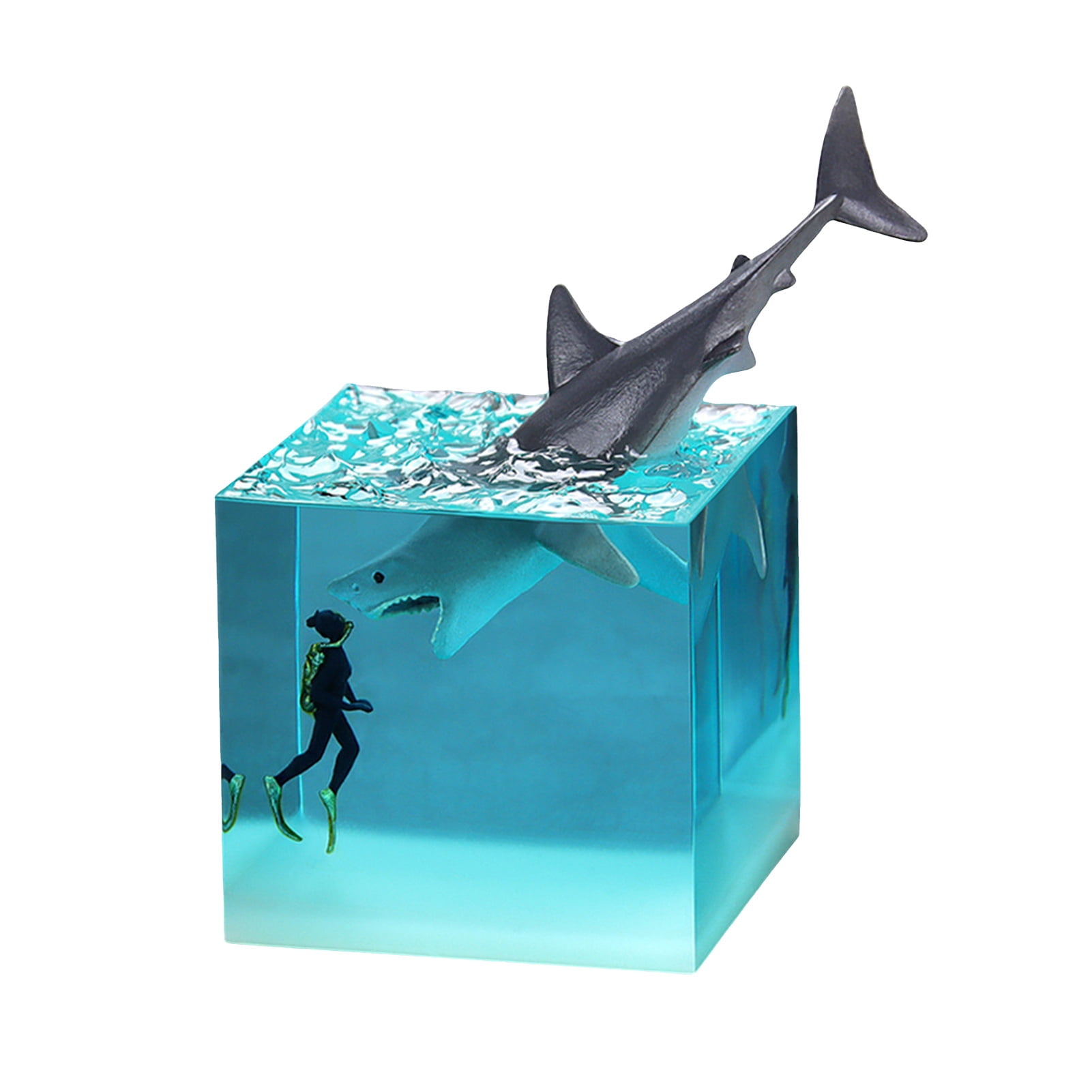 YEAUEME Sea Animal Cube Figurine Glow-in-the-dark Whale Shark Resin ...