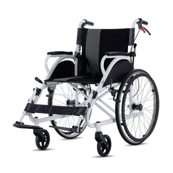 YEBEI Folding Lightweight Transport Wheelchair Foldable Self-Propelled ...