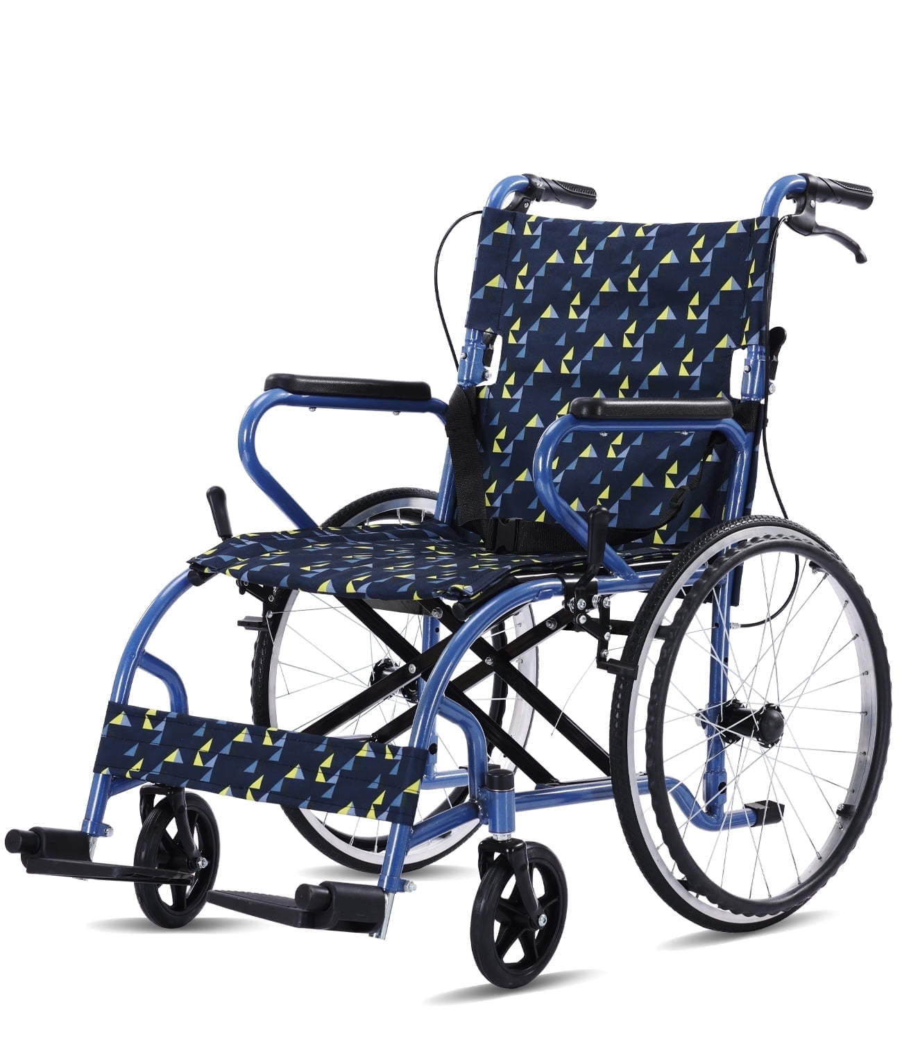 YEBEI Lightweight Transport Wheelchair Foldable, Double-Brake Design ...