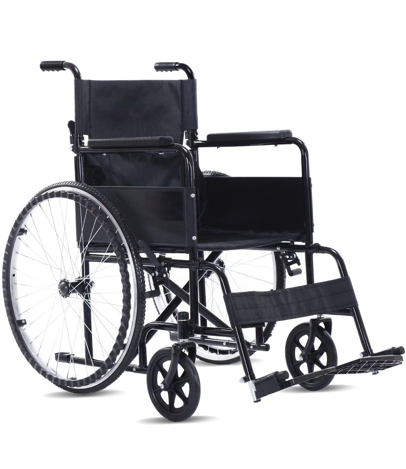 Folding Transport Wheelchair for Adults with Brakes, Black, 220Lb Limit ...