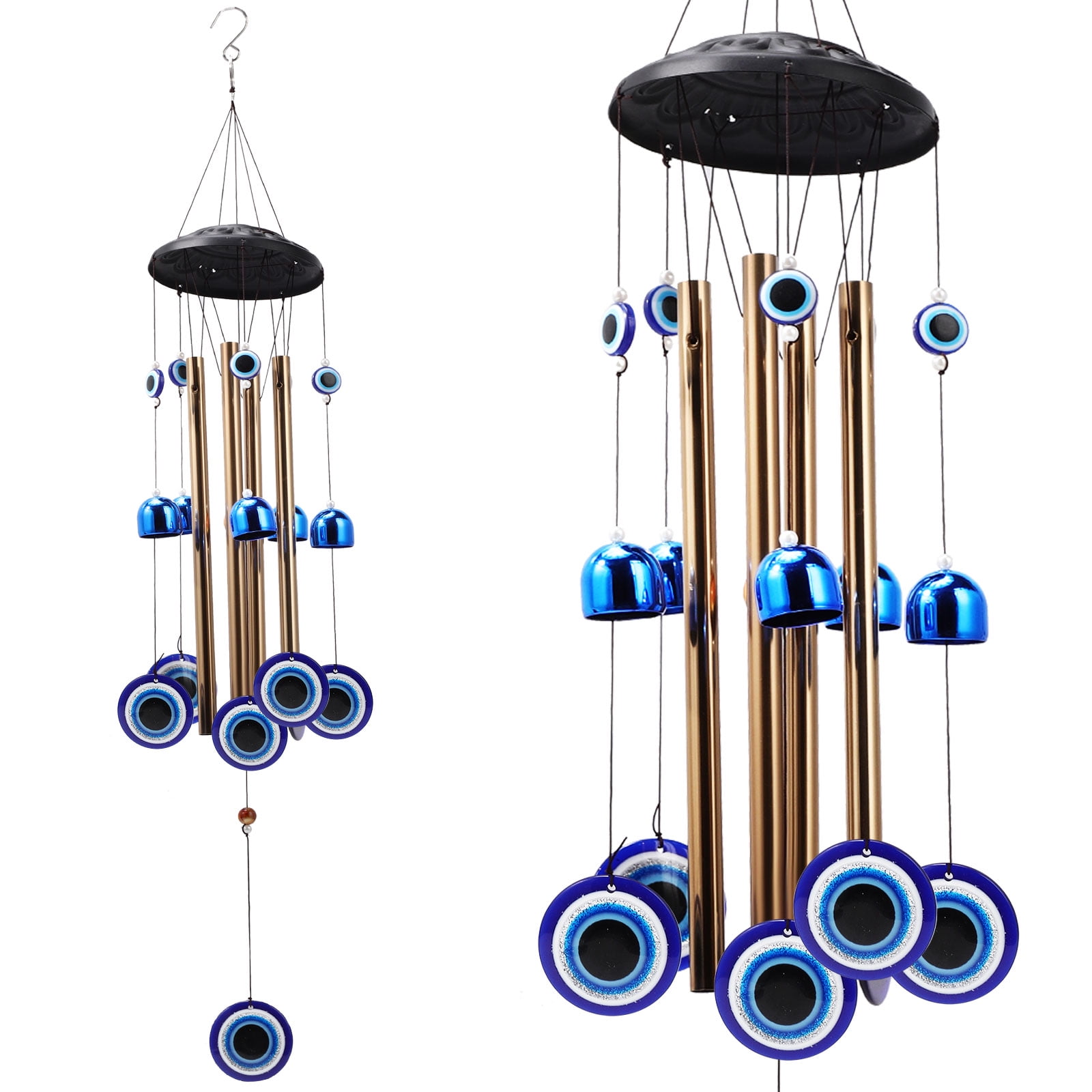 YEBON Blue Evil Eye Amulet Wind Chimes Bells Outdoor Decor,Metal ...