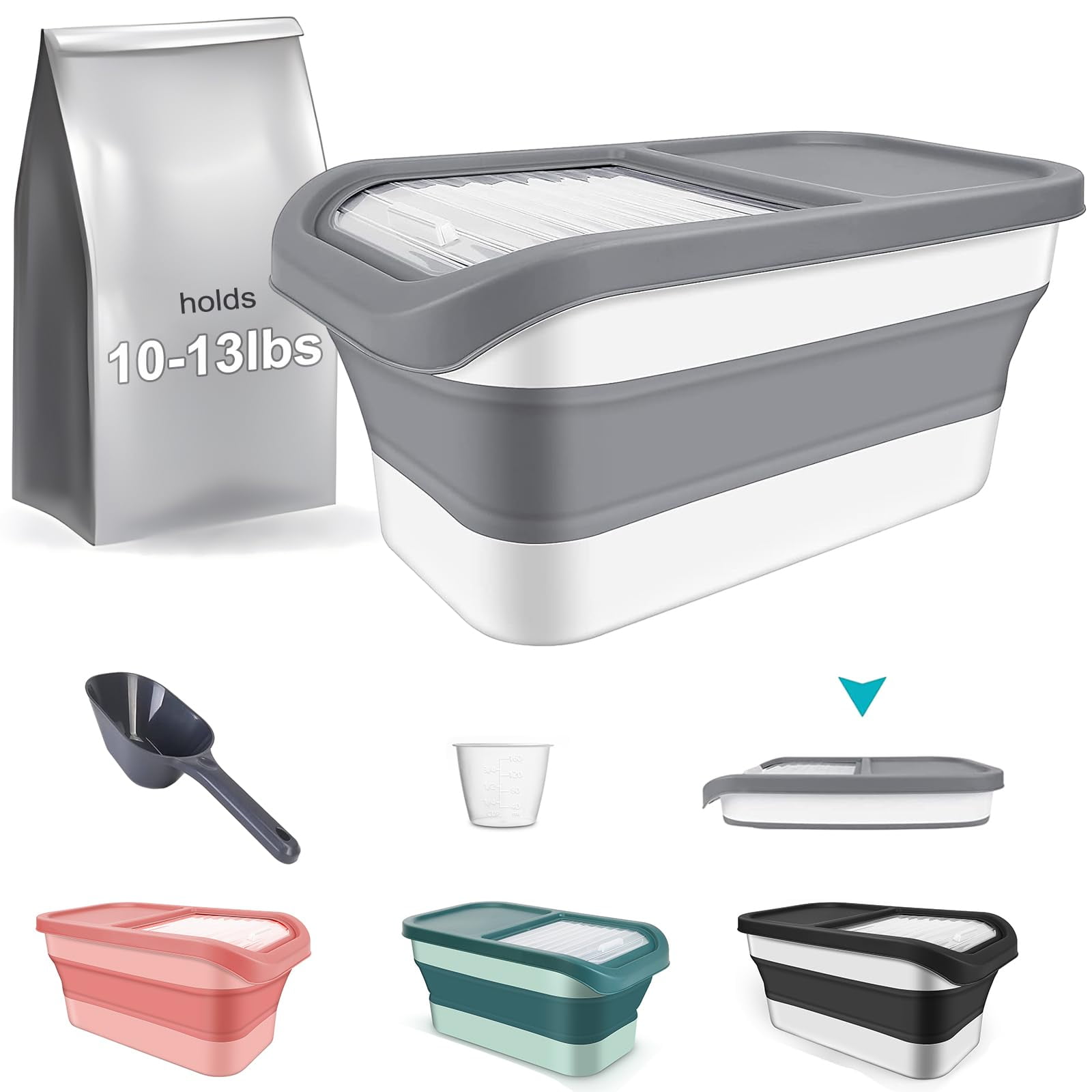 YECERCAN Pet Food Storage SBF3 Containers, Collapsible Cat Food ...