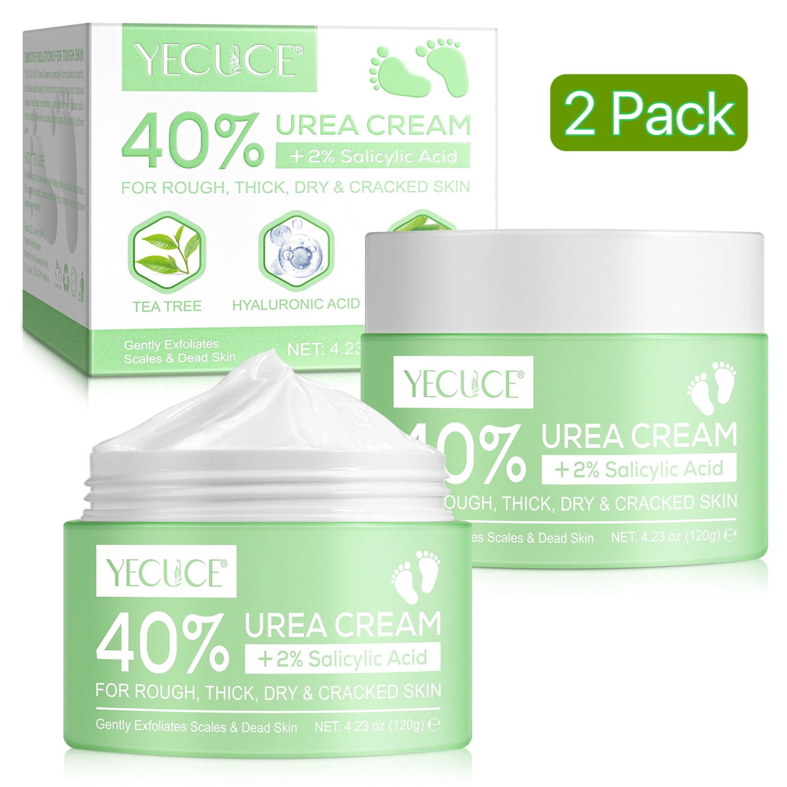 YECUCE 40% Urea Cream-Feet Care Cream for Dry, Cracked, Thick & Coarse ...