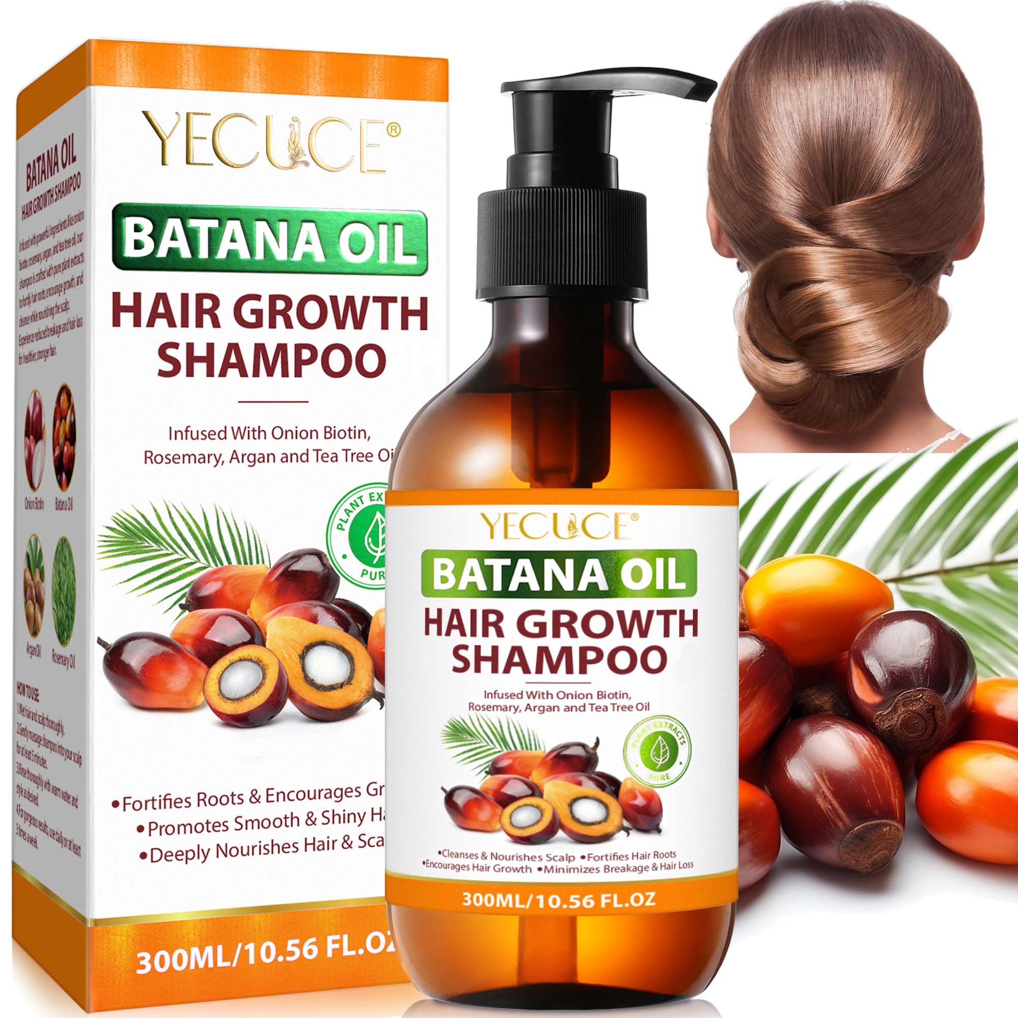 YECUCE Daily Hair Oil Shampoo w/Batana for Men and Women 300ml/10.56floz - Walmart.com
