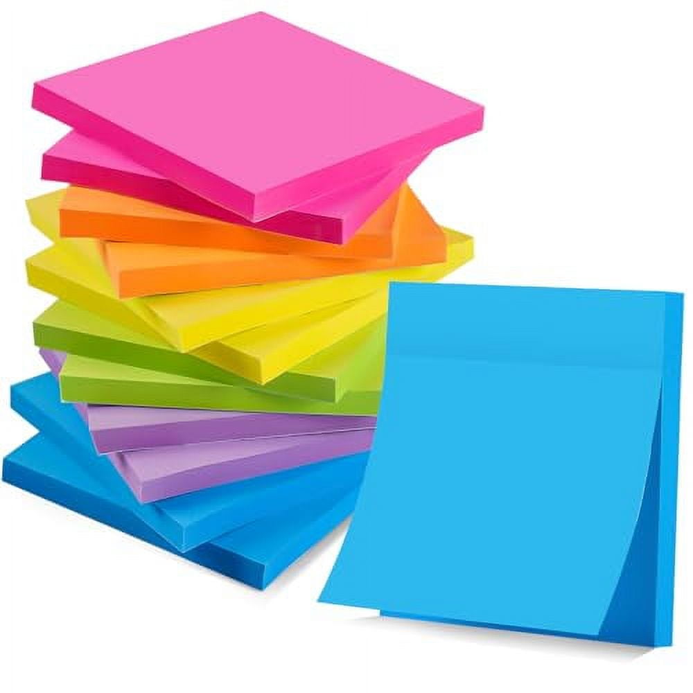 YEECOK Sticky Notes 3x3 in, 12 Pads, Bright Colors Self-Stick Note Pads ...