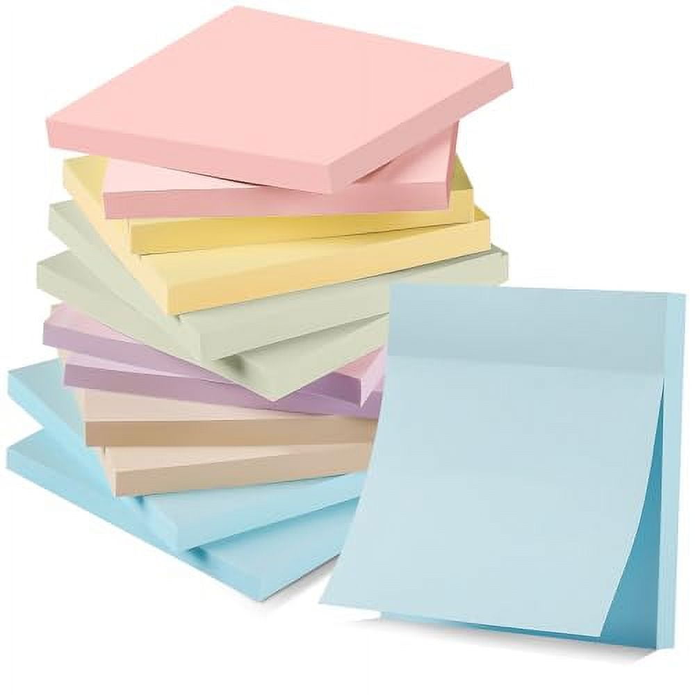YEECOK Sticky Notes 3x3 in, 12 Pads, Morandi Colors Self-Stick Note ...