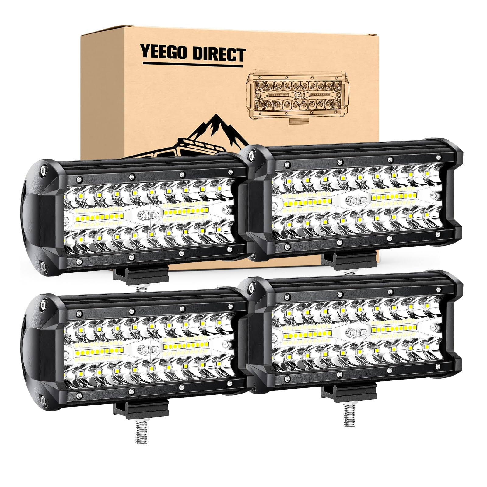 YEEGO DIRECT 7 Inch LED Light Bar, 480W 48,000LM Offroad Fog/Driving LED Tractor Lights with ...