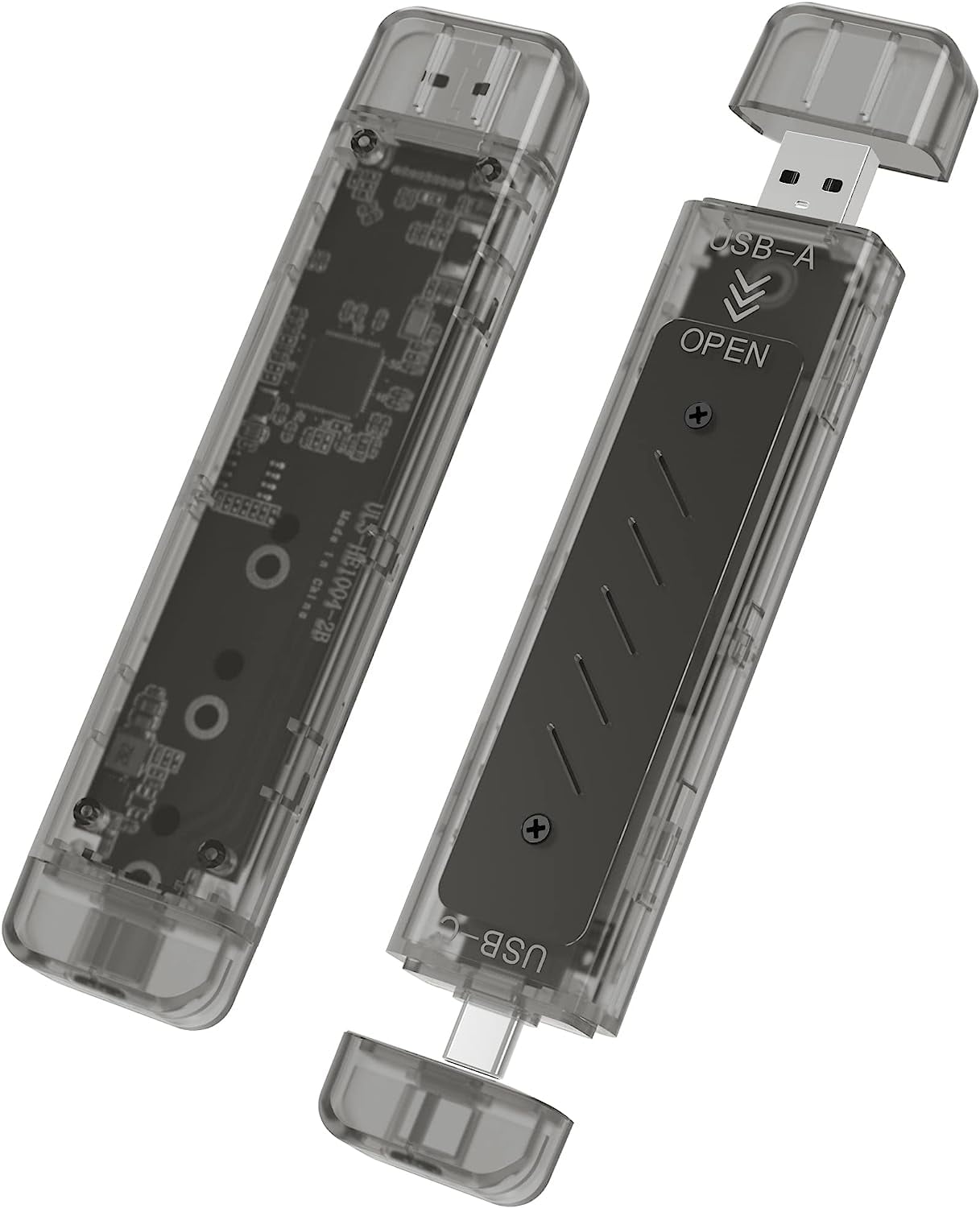 YEELIYA M.2 to USB Adapter with Shell, Type A & Type-C 2-Port Nvme ...