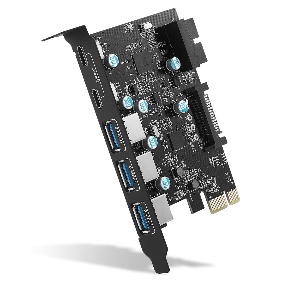 YEELIYA PCI-E to Type C (2),Type A (3) USB 3.0 5-Port PCI Express Expansion Card +Expanding 2 ...