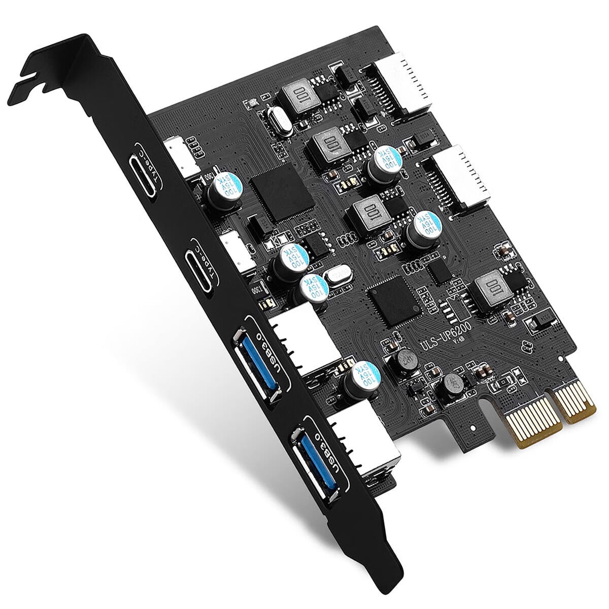 YEELIYA USB 3.0 PCIE Expansion Card 6 Port (2 x Type-E Adapter, 2 x USB ...