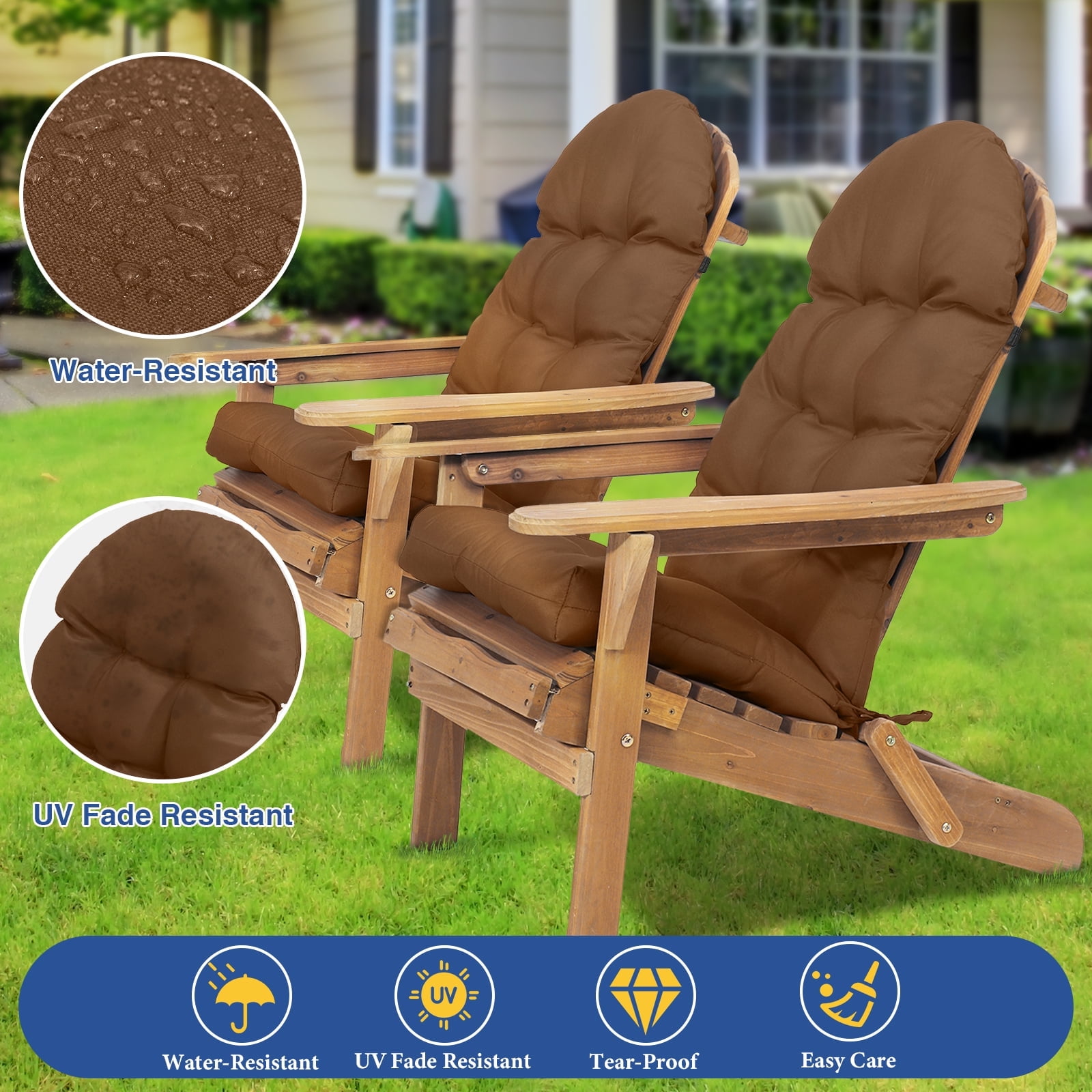 YEERSWAG 2pc 44x19.6x4 inch Patio Seat Pad with Ties, Waterproof Anti ...