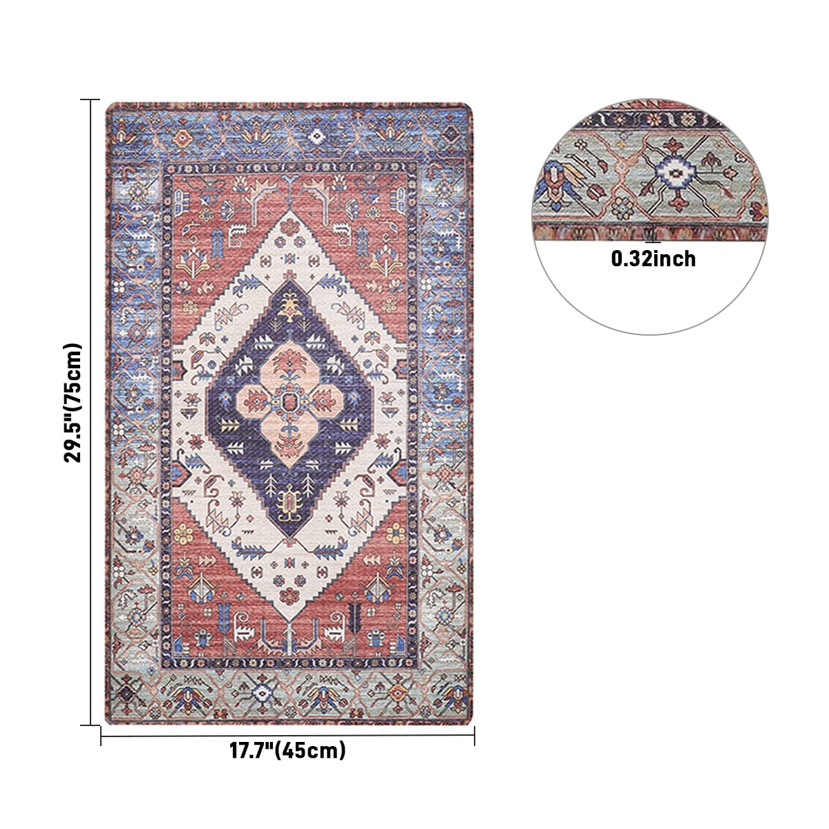 YEERSWAG Kitchen Rug 17.7 x 29.5 inches Kitchen Rugs Anti Fatigue PVC ...
